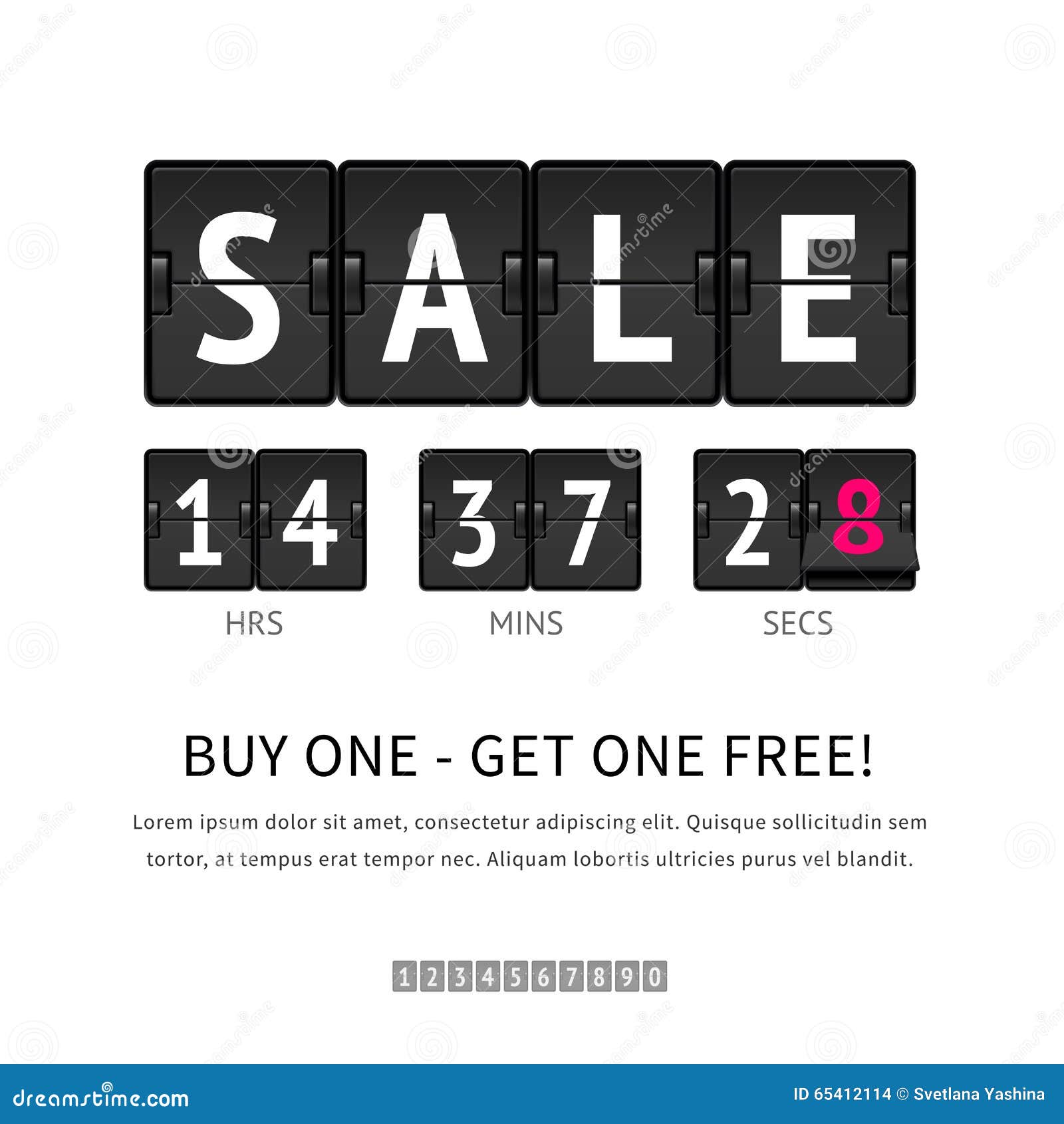 Sale analog flip clock stock vector. Illustration of timer - 65412114