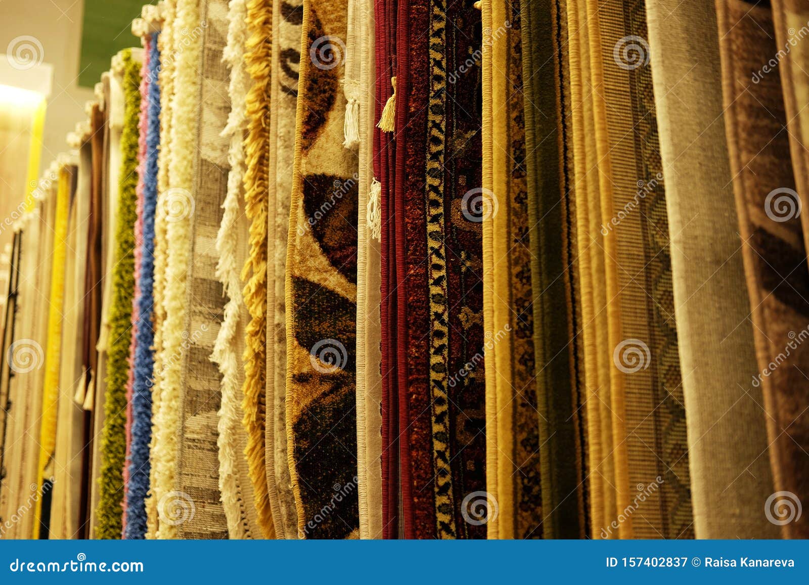 Assortment of Different Carpets in Store. Stock Image - Image of ...