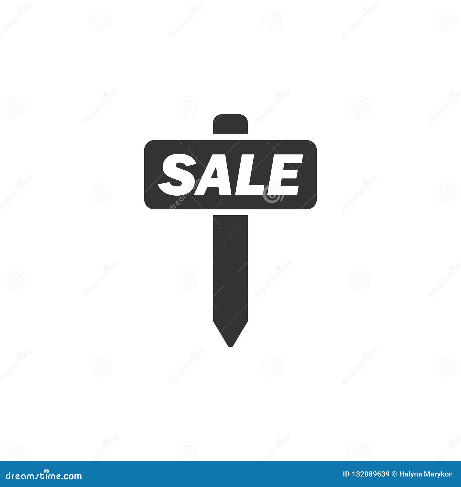 For Sale icon flat stock illustration. Illustration of design - 132089639