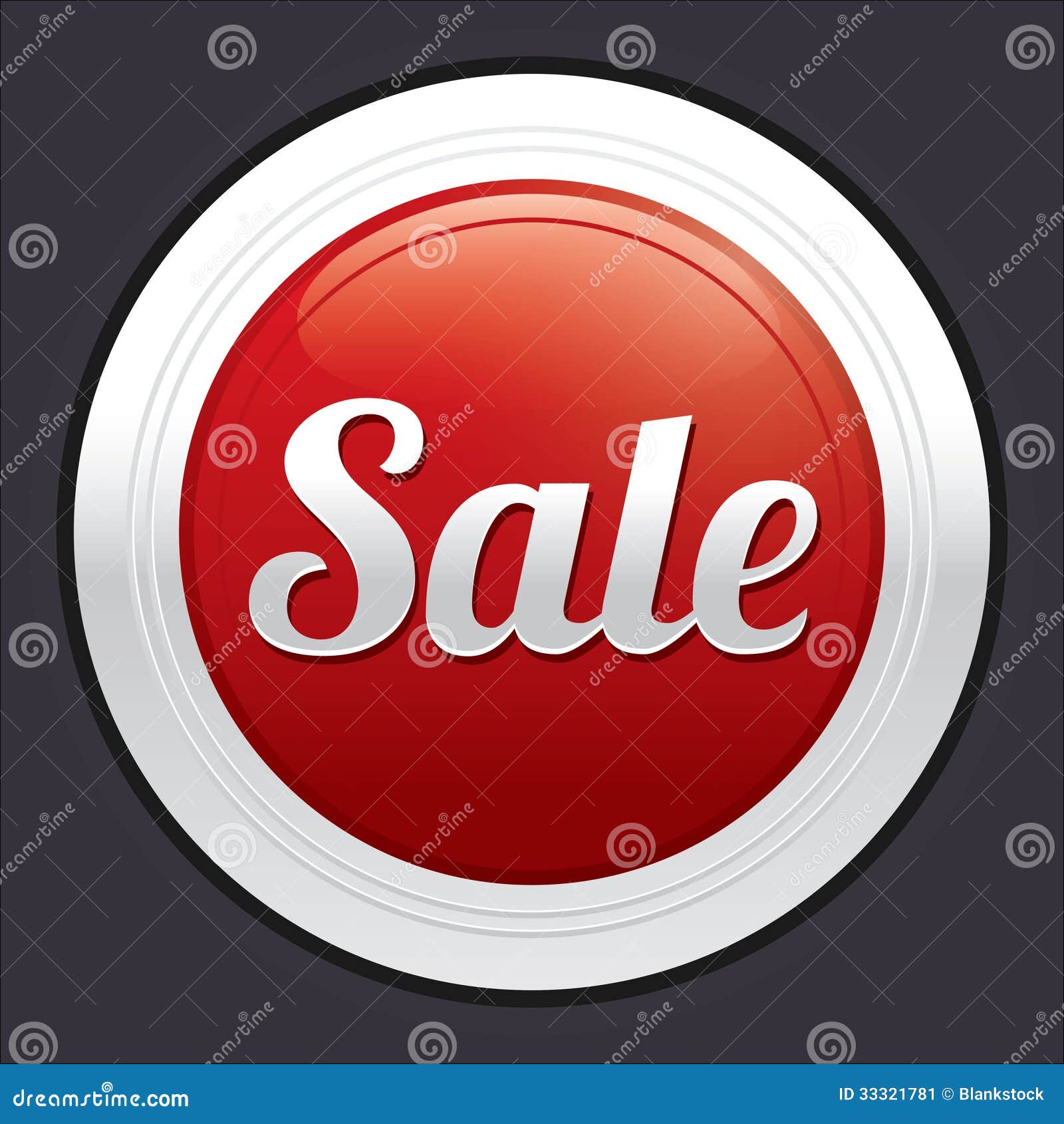 Sale Button. Vector Red Round Sticker Stock Vector - Illustration of ...