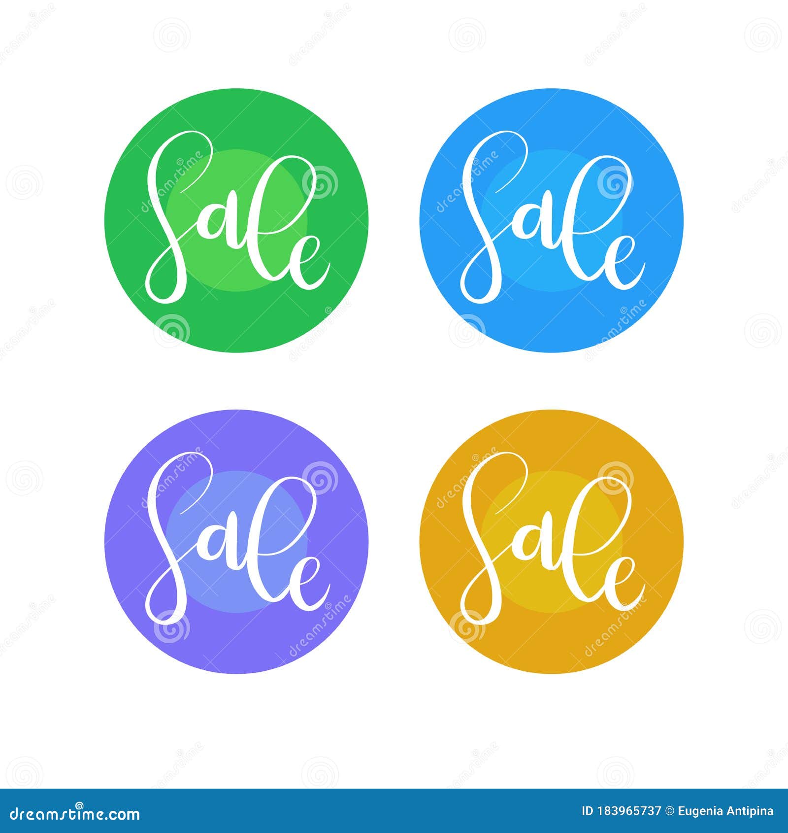 Sale Calligraphy Text. Hand Drawn Vector Calligraphy Set in Color ...