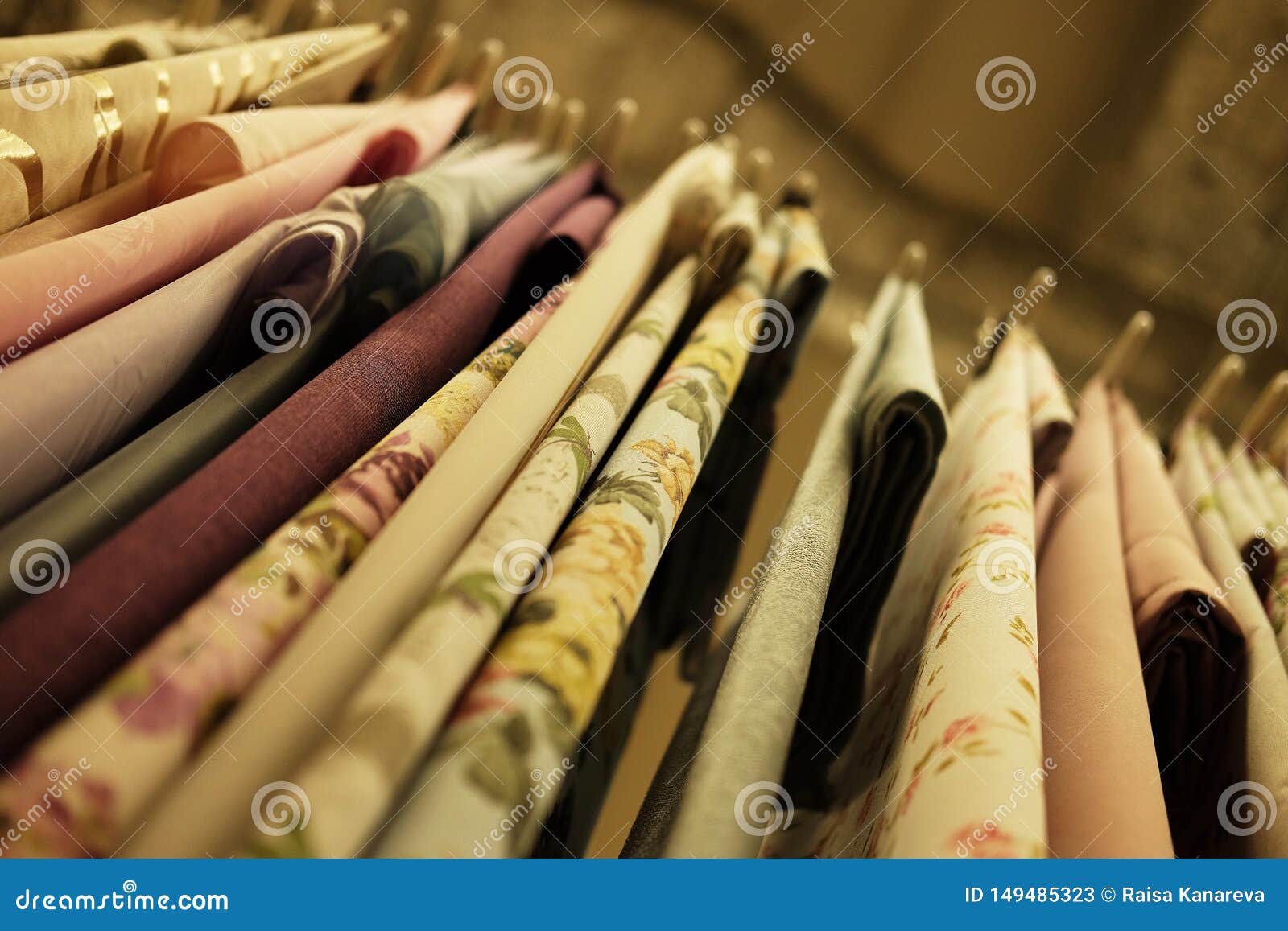 Sale! Colorful Fabrics in the Store. Stock Image - Image of fabric ...