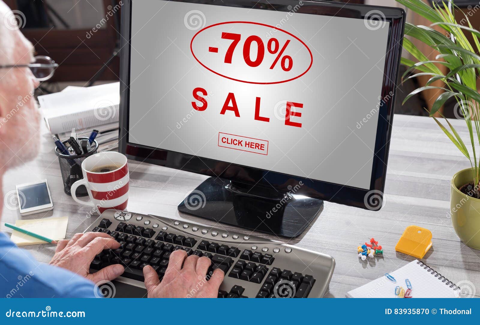 Sale concept on a computer stock photo. Image of online - 83935870