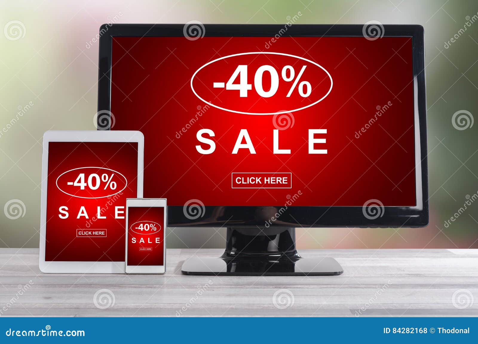 Sale Concept on Different Devices Stock Illustration - Illustration of ...