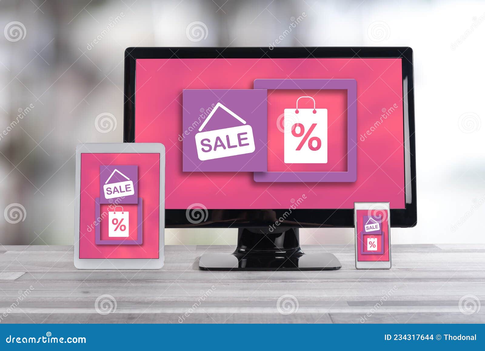 Sale Concept on Different Devices Stock Photo - Image of digital ...