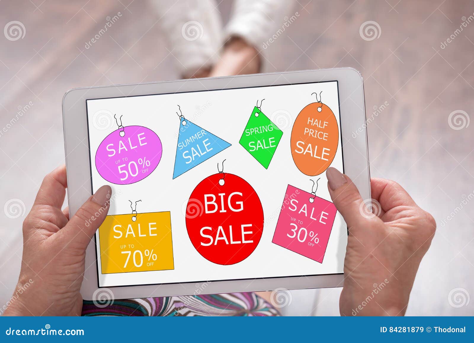 Sale concept on a tablet stock image. Image of sell, tablet - 84281879