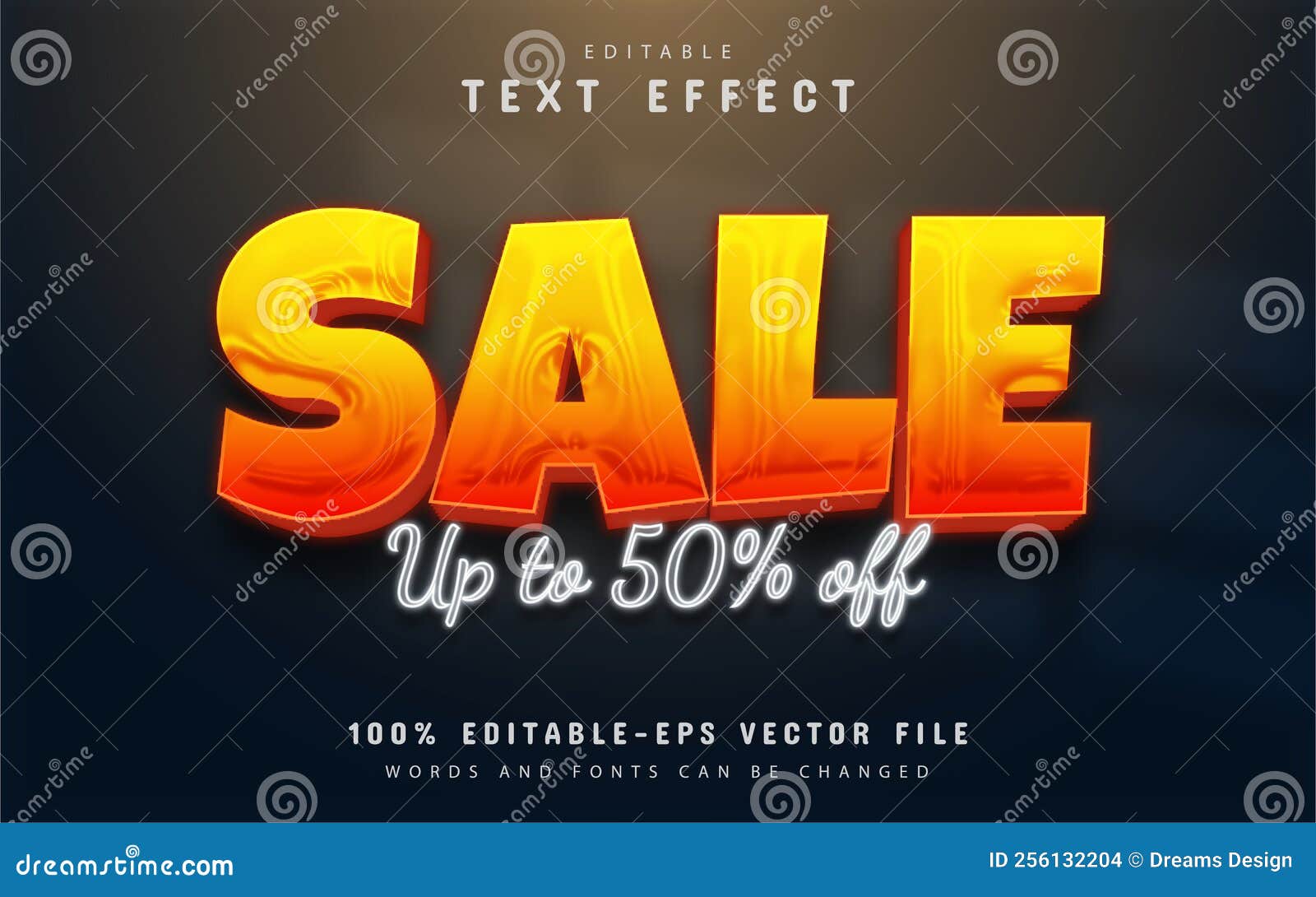 Sale 3d Text Effect Editable Stock Vector - Illustration of background ...