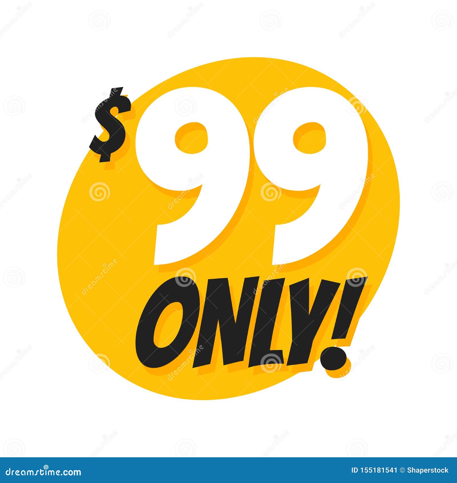 Sale 99 Dollars only Offer Badge Sticker Design in Flat Style. Stock ...