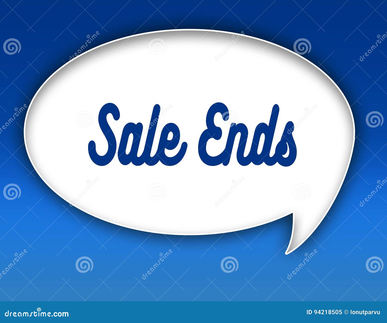 SALE ENDS Text on Dialogue Balloon Illustration. Blue Background. Stock ...