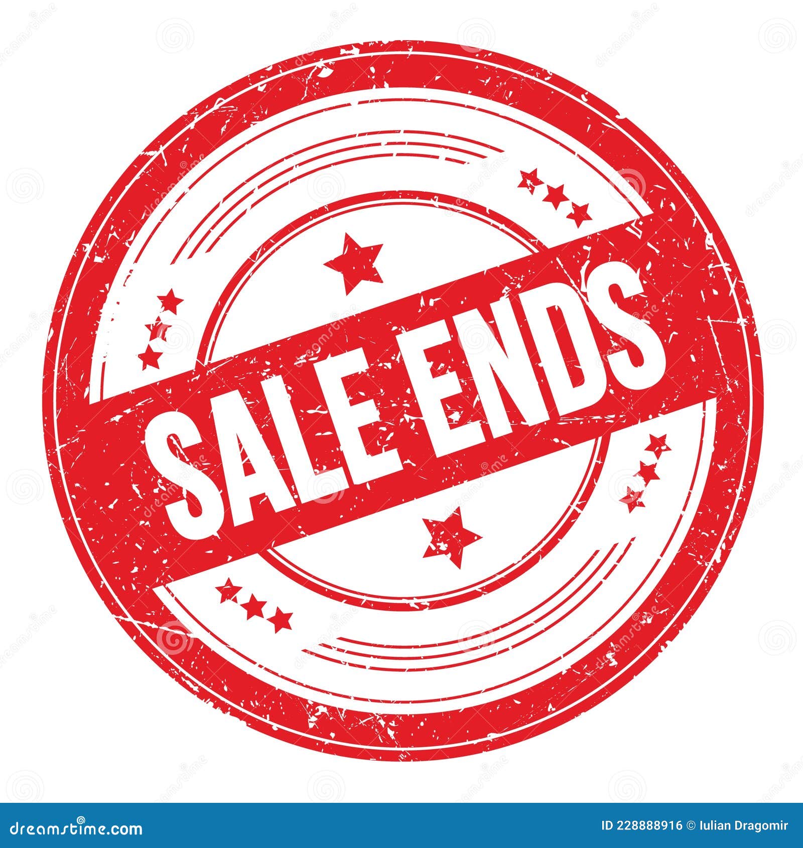 SALE ENDS Text on Red Round Grungy Stamp Stock Illustration ...