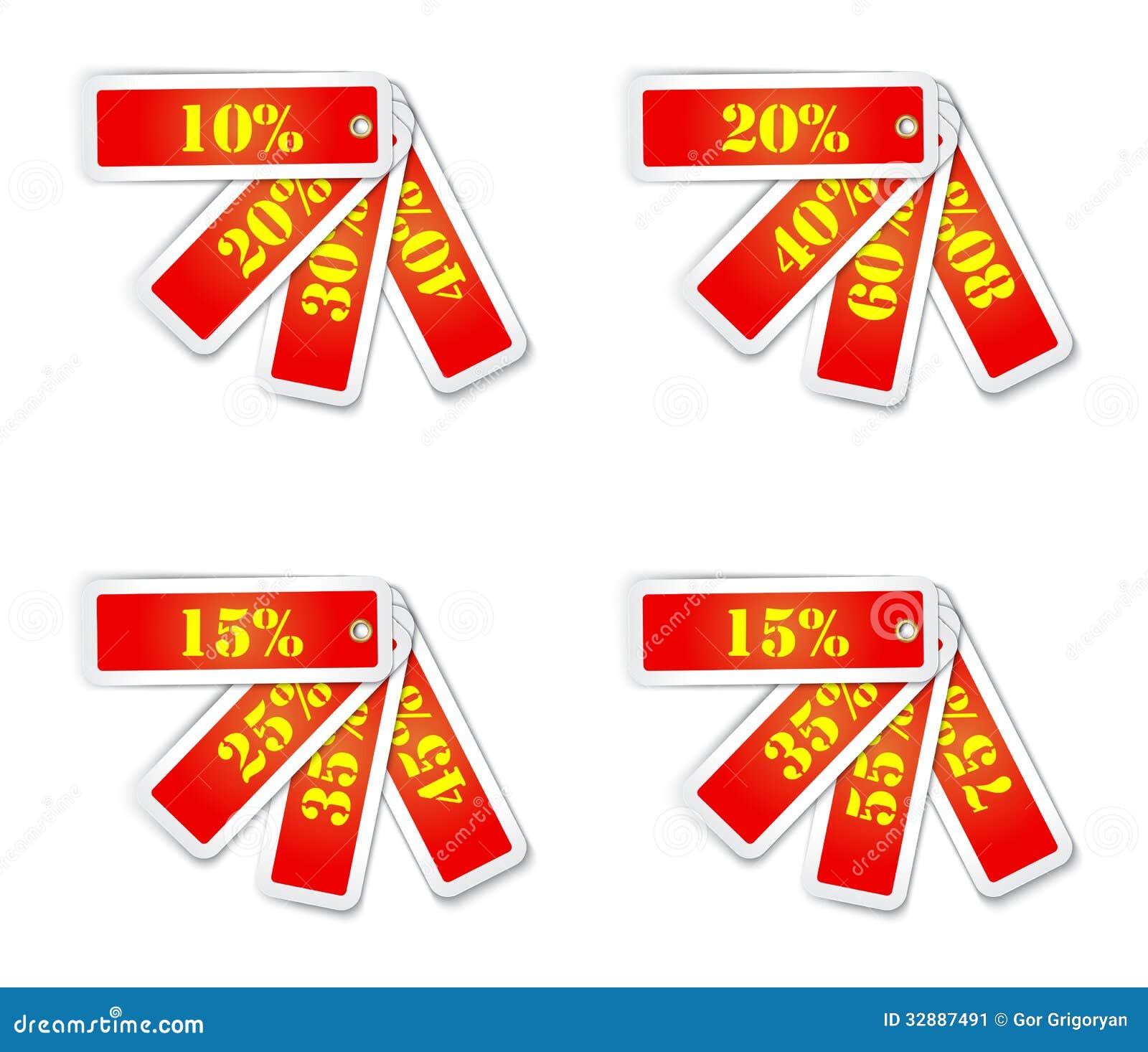 Sale Fan Set with Attached Labels Stock Vector - Illustration of ...