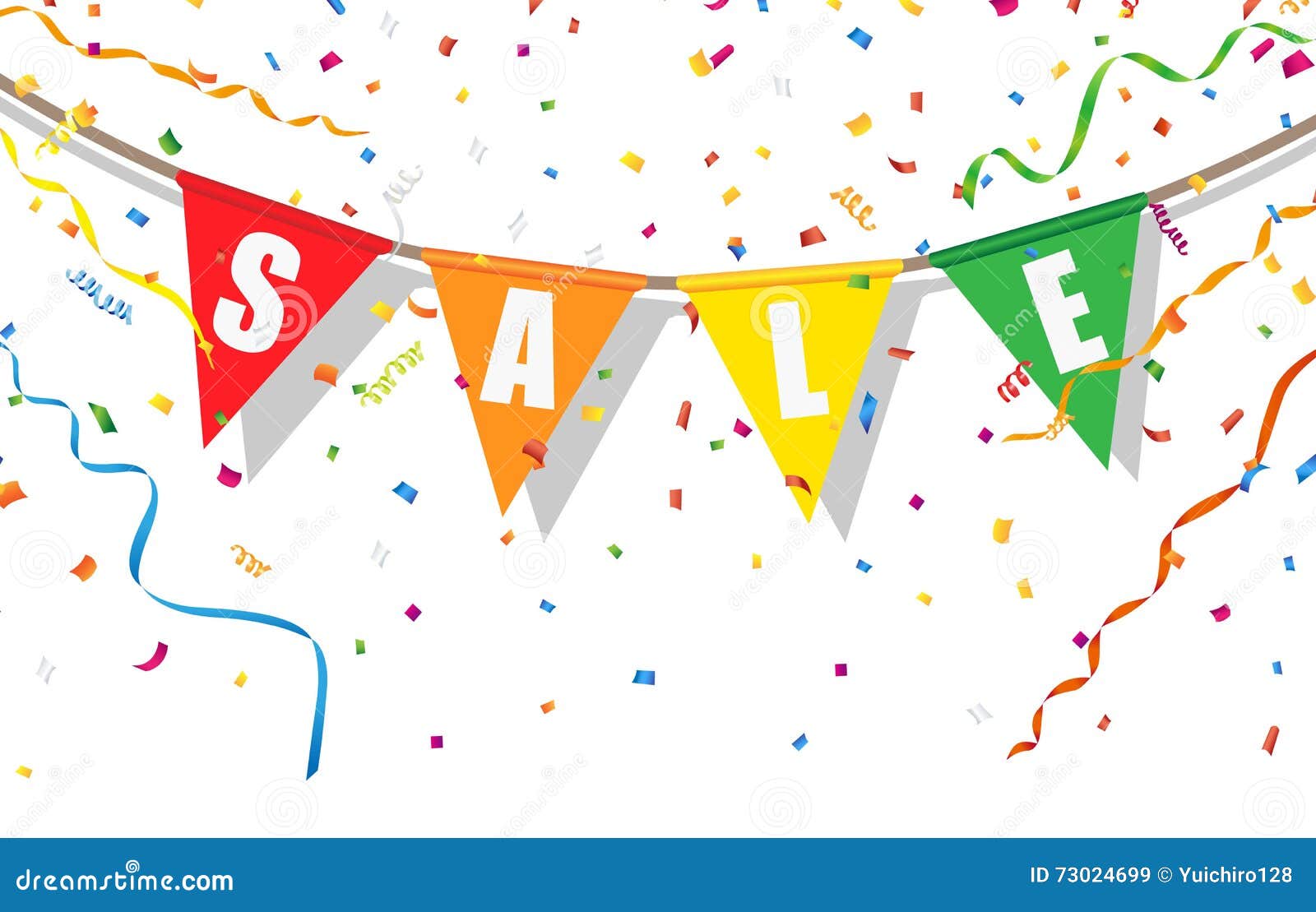 Sale Flag with Confetti and Streamer Stock Vector - Illustration of ...