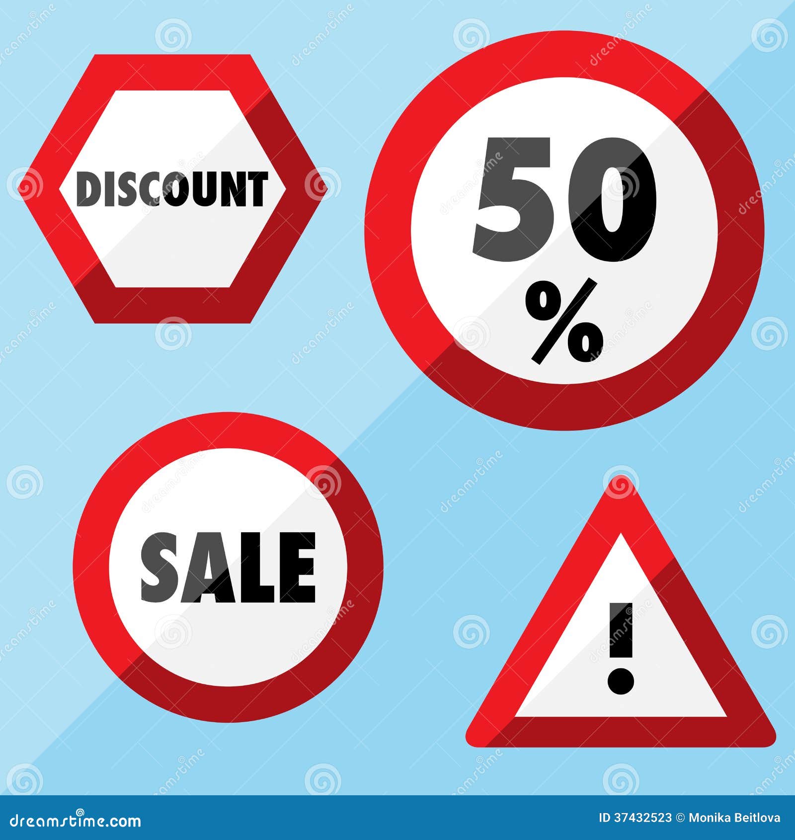 Sale Flat Labels - Road Signs Stock Vector - Illustration of icon ...