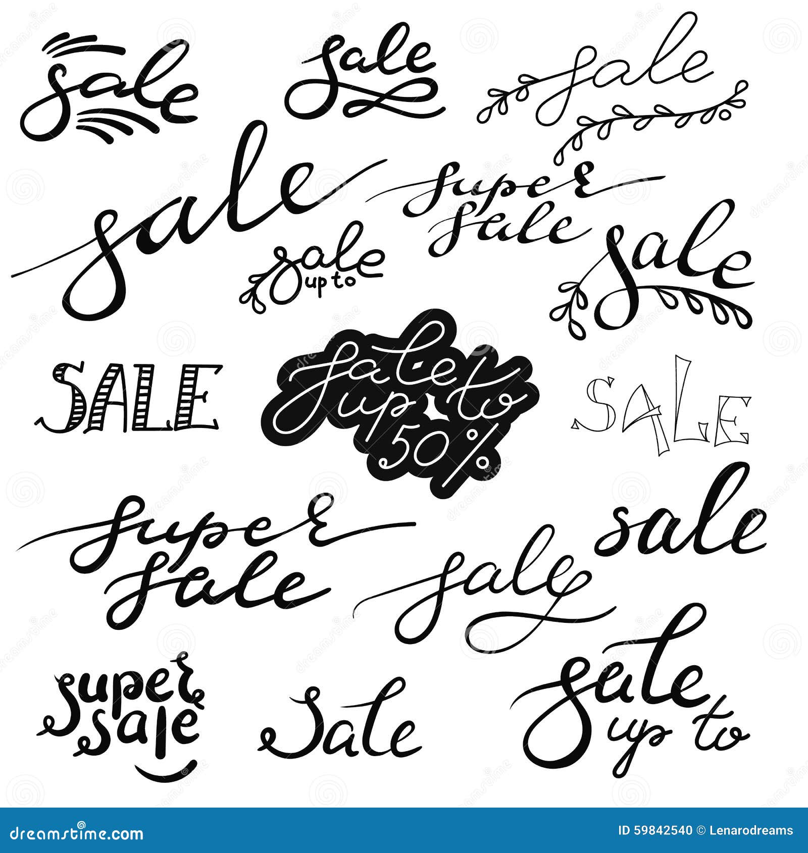 Sale Hand Drawn Calligraphy Lettering Stock Illustration - Illustration ...