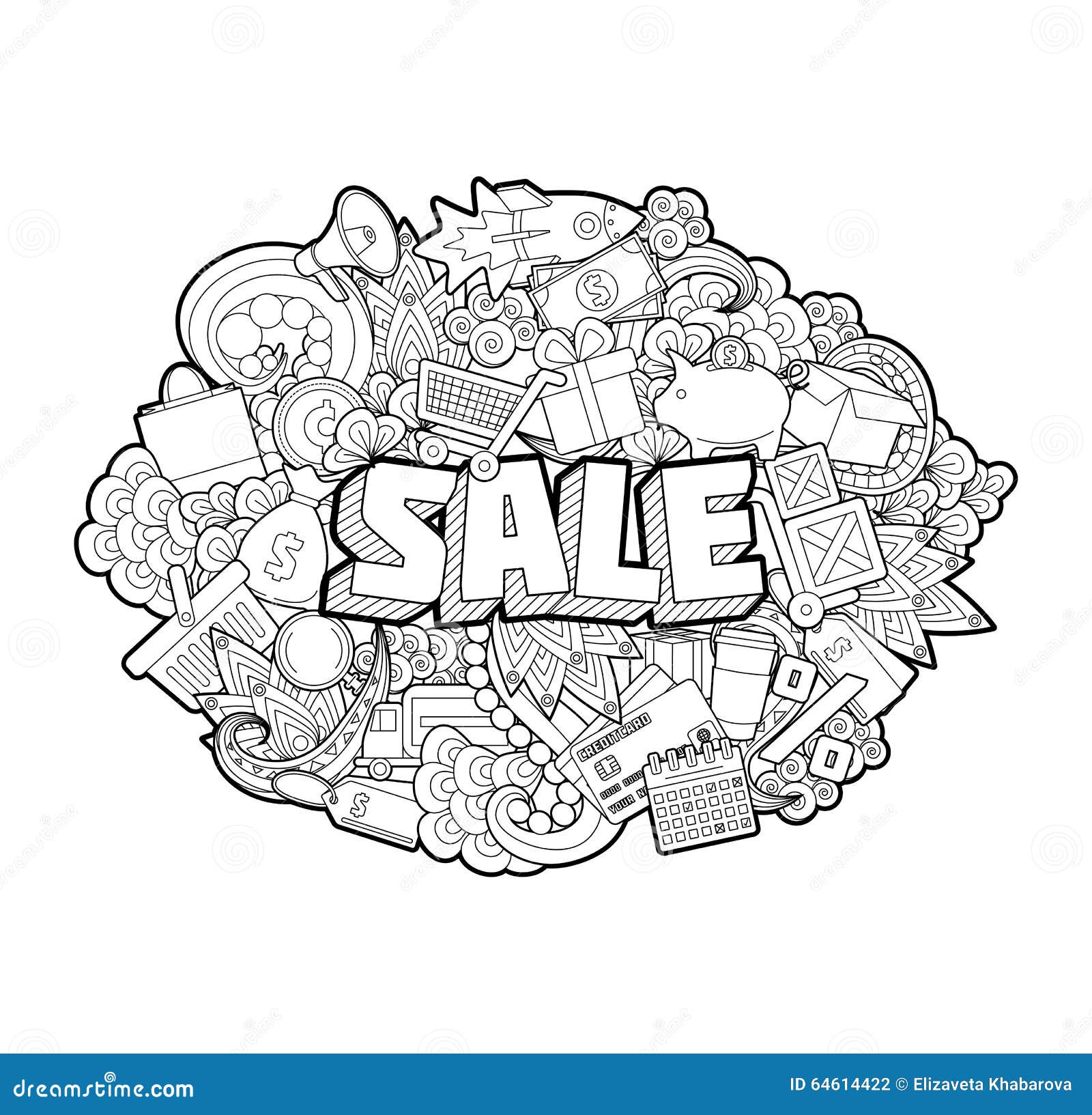 Sale - Hand Lettering and Doodles Elements Sketch. Stock Vector ...