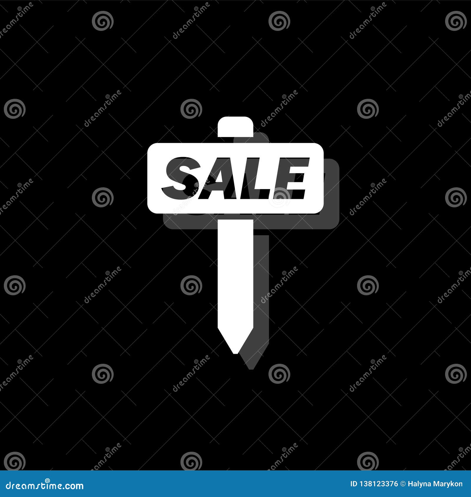 For Sale icon flat stock illustration. Illustration of sign - 138123376