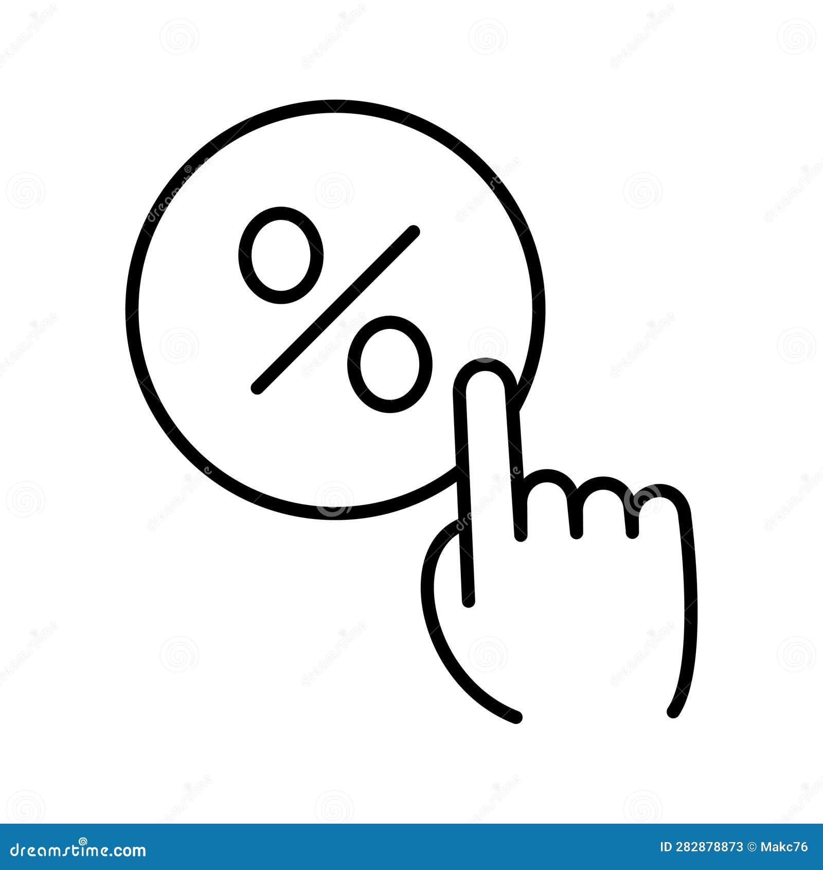 Sale Icon. Hand Press the Button with a Discount Sign Stock Vector ...