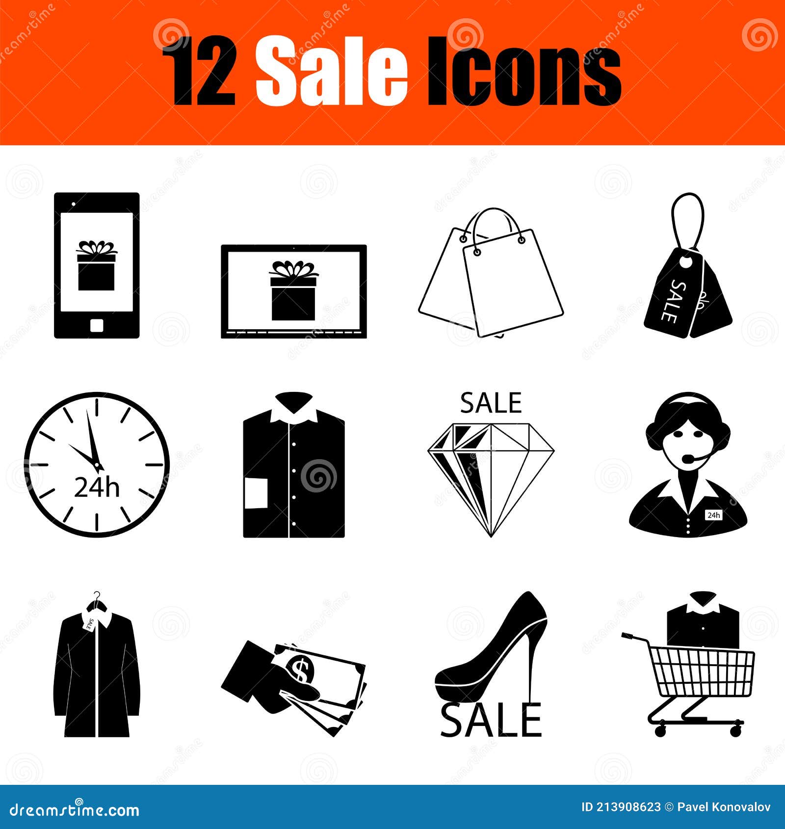 Sale Icon Set stock vector. Illustration of retail, banknote - 213908623