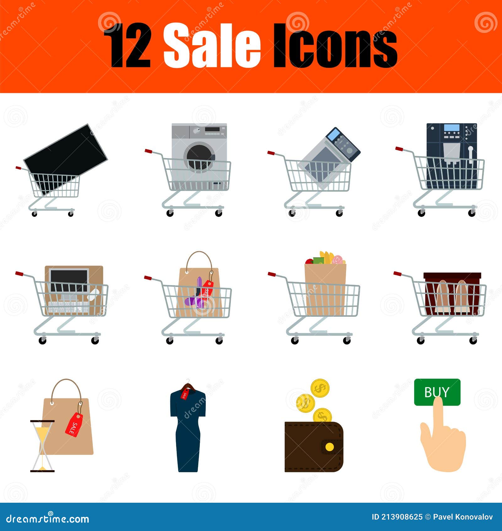 Sale Icon Set stock vector. Illustration of dollar, market - 213908625