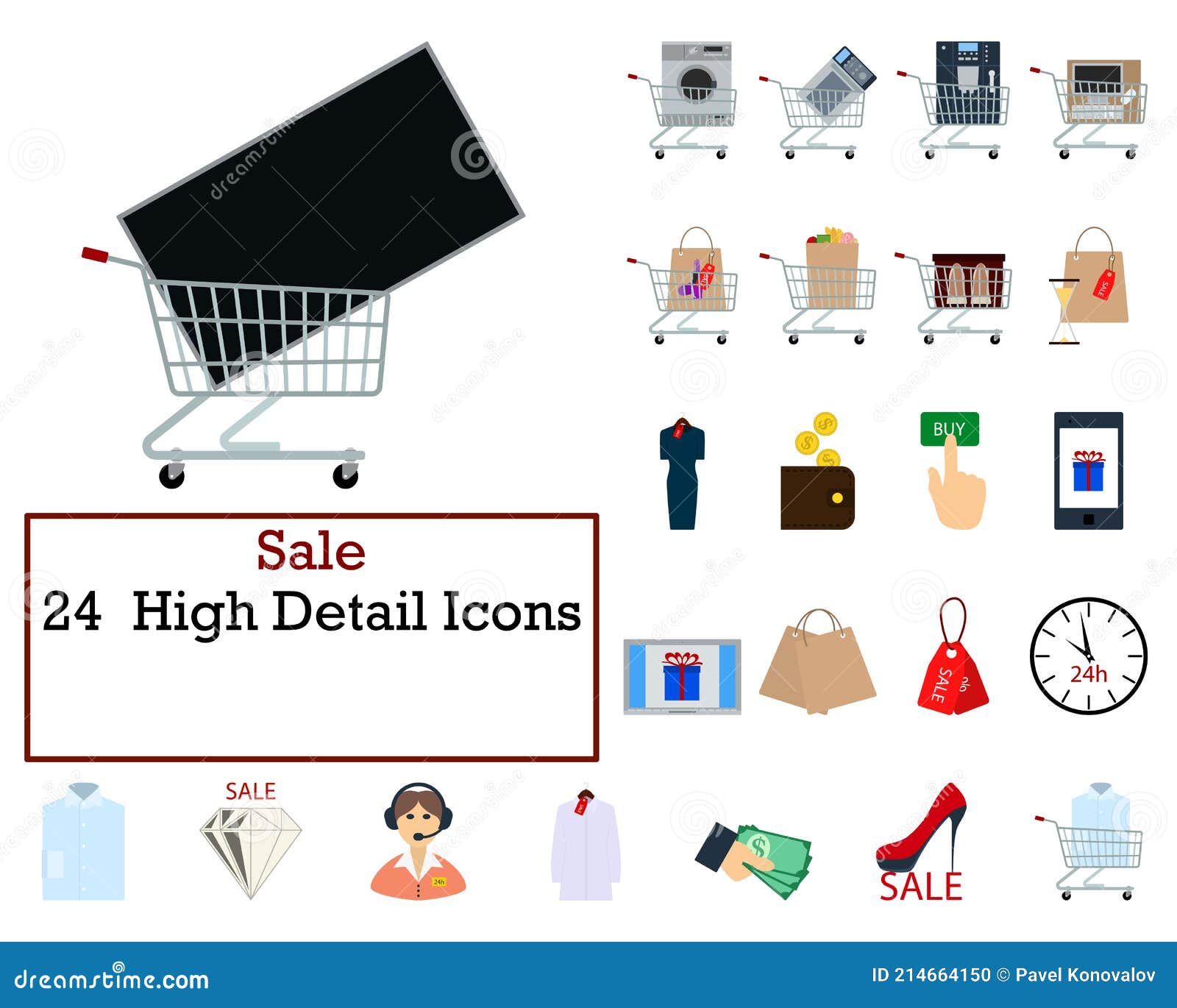 Sale Icon Set stock vector. Illustration of price, basket - 214664150