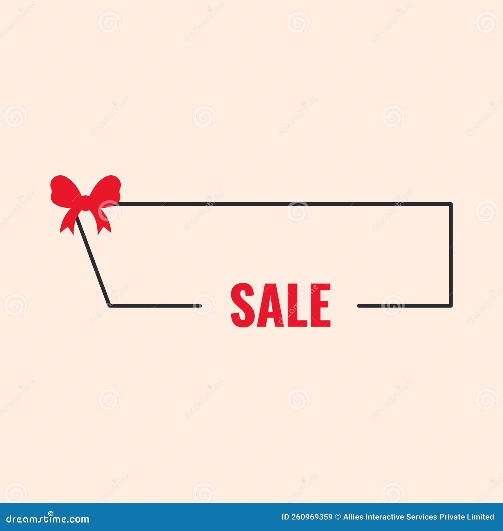 Sale Label or Tag Design with Bow with Rectangle Frame on Peach Stock ...