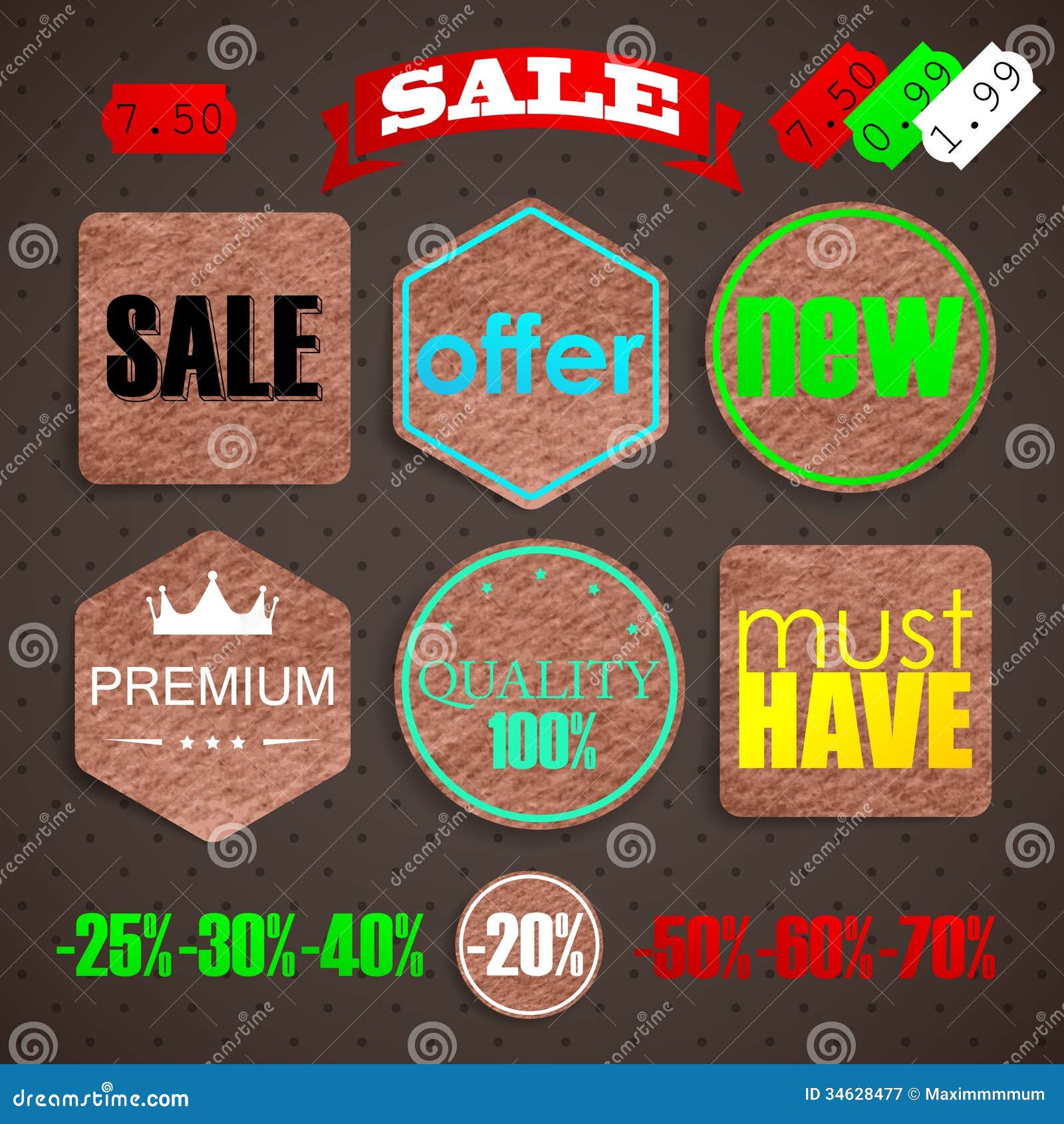 Sale Labels. Labels with Cardboard Texture Stock Illustration ...