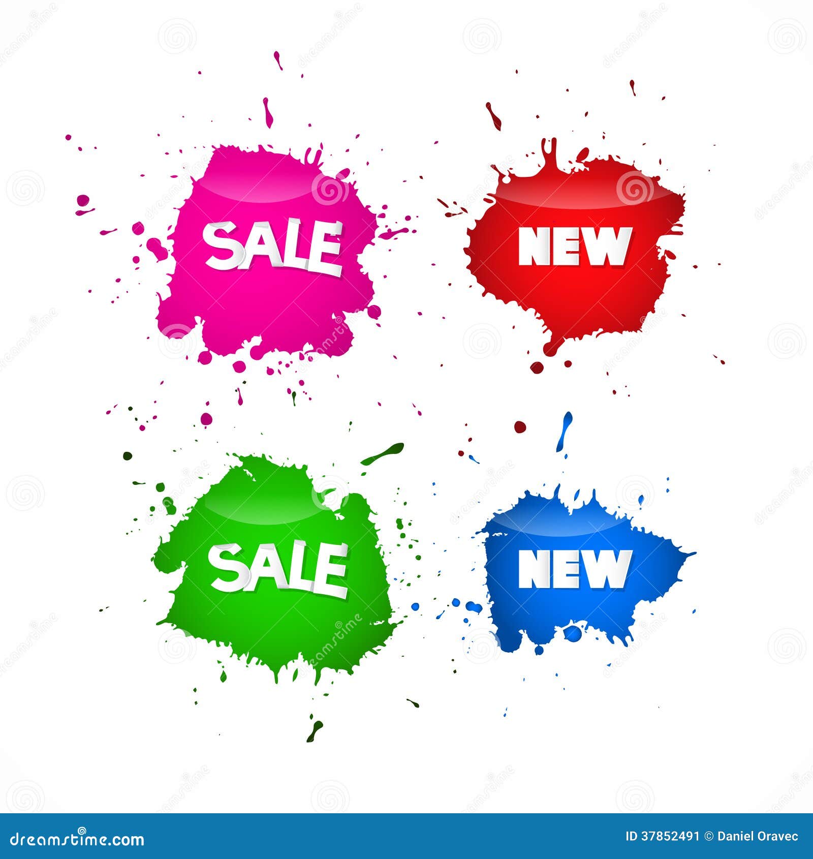 Sale Labels, Tags Set in Splash, Blot Style Stock Vector - Illustration ...