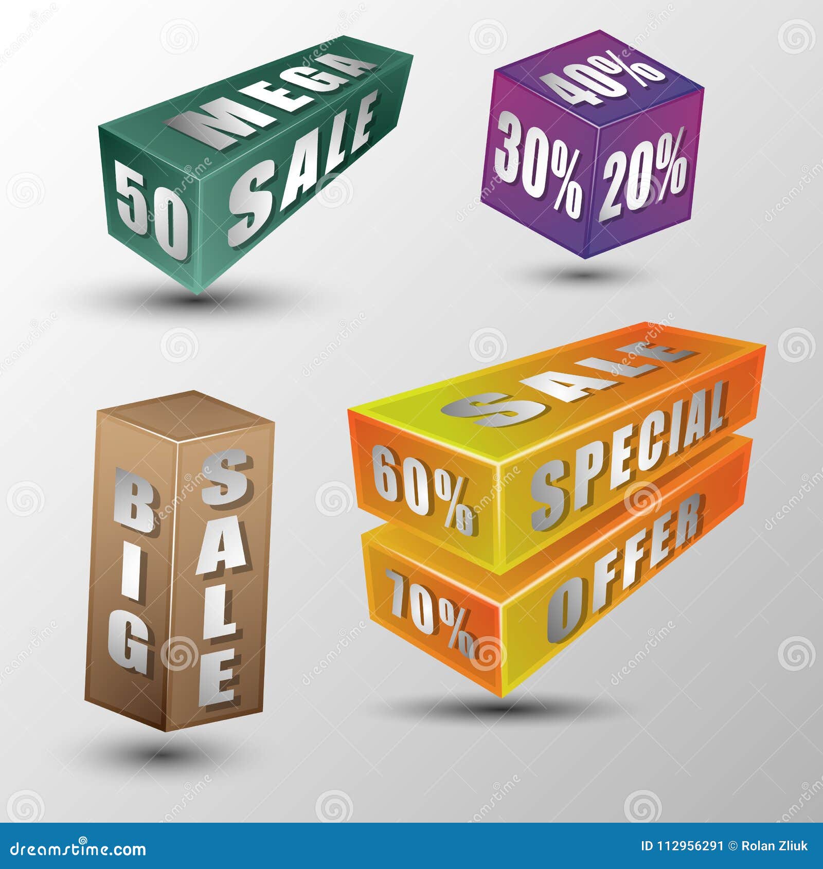 Sale message on 3d box stock vector. Illustration of percent - 112956291