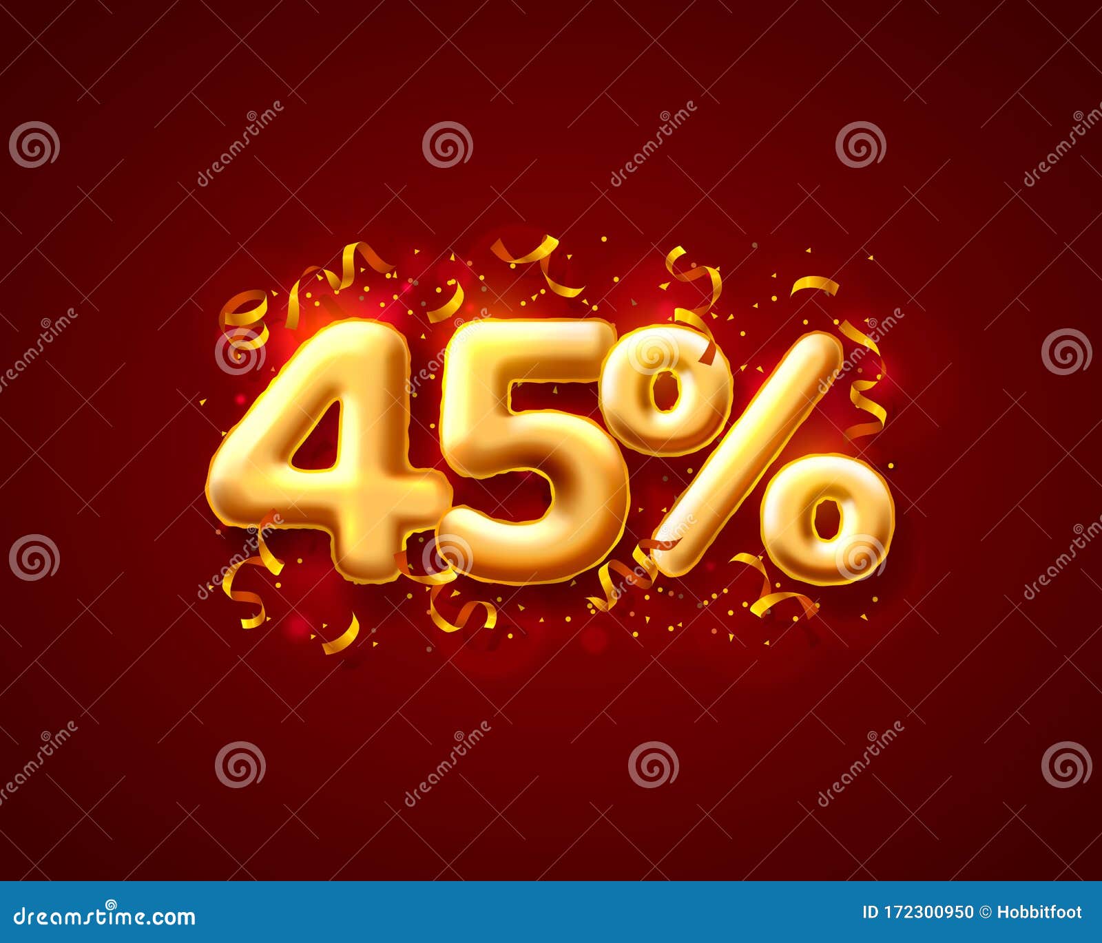Sale 45 Off Ballon Number on the Red Background. Stock Vector ...