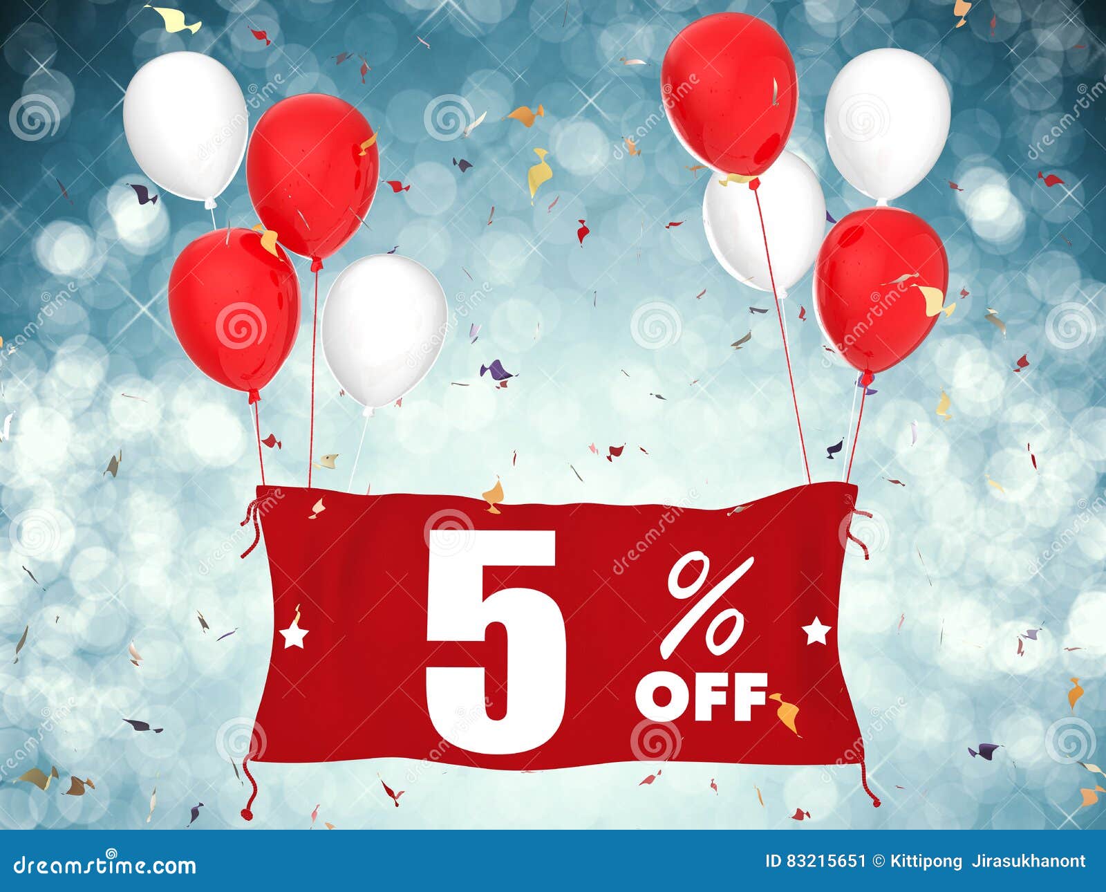 5 Sale Off Banner on Blue Background Stock Illustration - Illustration ...