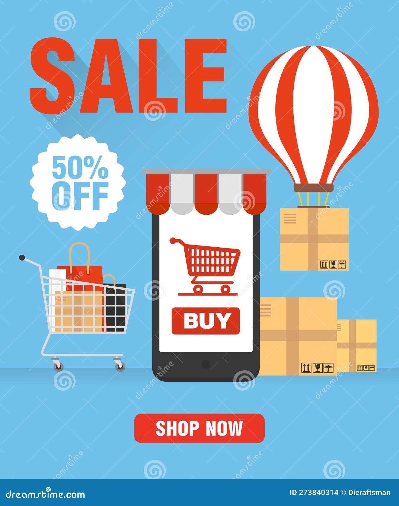 Sale 50 Off Concept Modern Design Flat Stock Vector - Illustration of ...