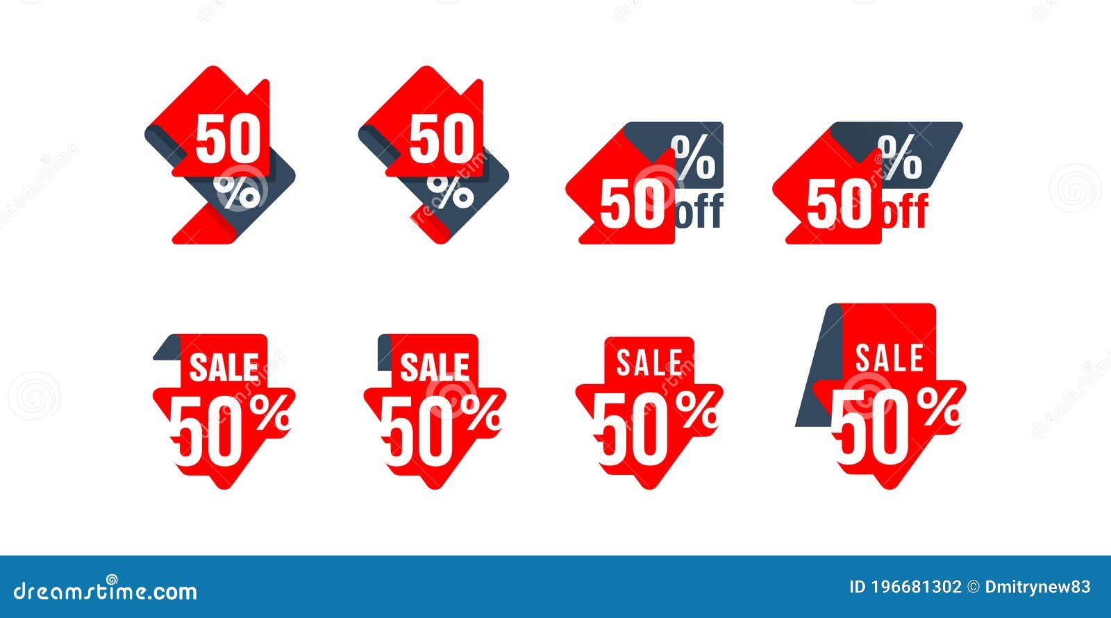 50 Percent Off Sticker in Six Different Variations Stock Vector ...