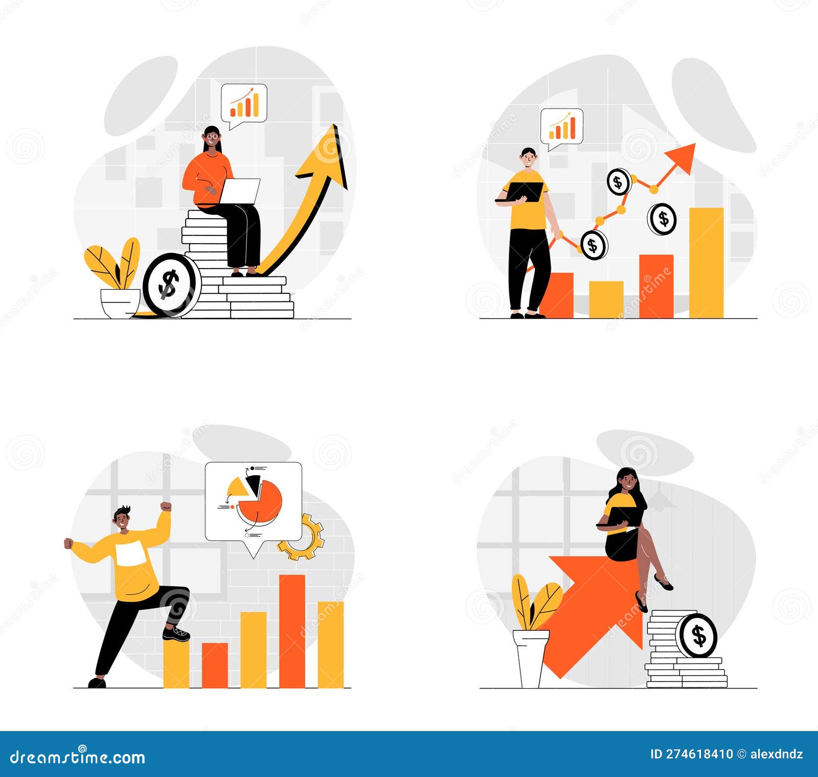 Sale Performance Concept with Character Set. Vector Illustrations Stock ...