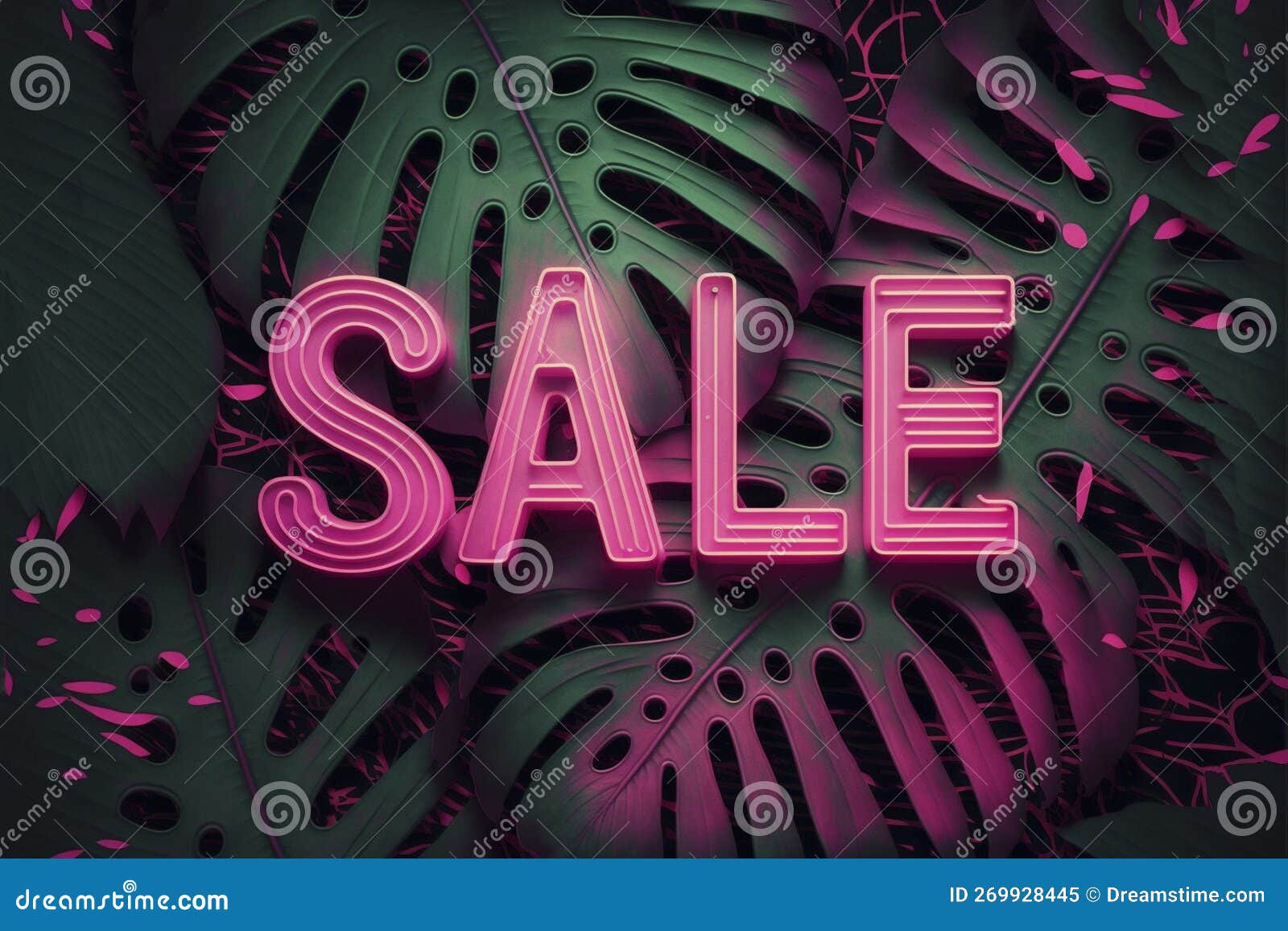 Sale Pink Neon Sign Created with Ai Generative Technology Stock ...