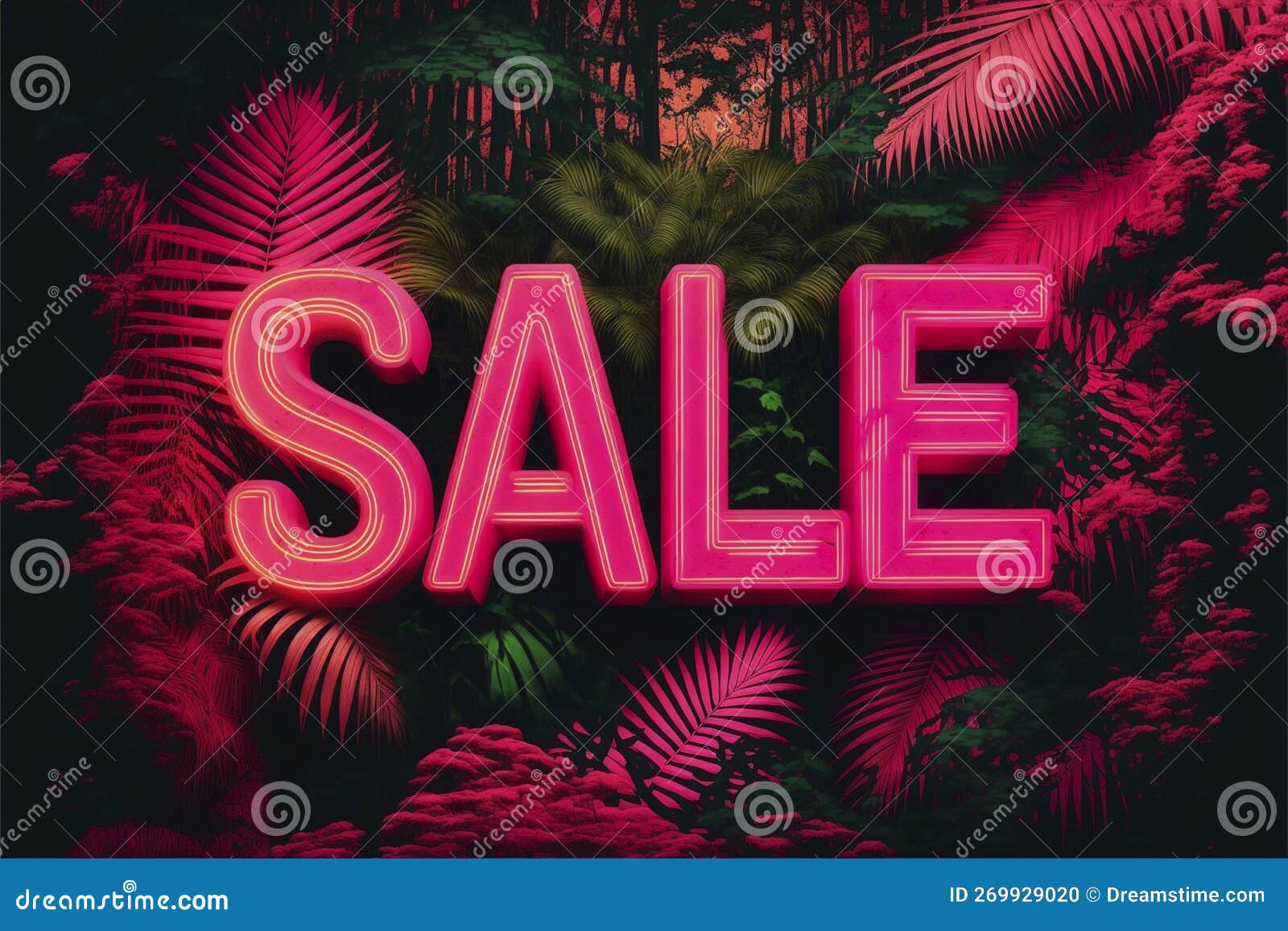 Sale Pink Neon Sign Created with Ai Generative Technology Stock ...