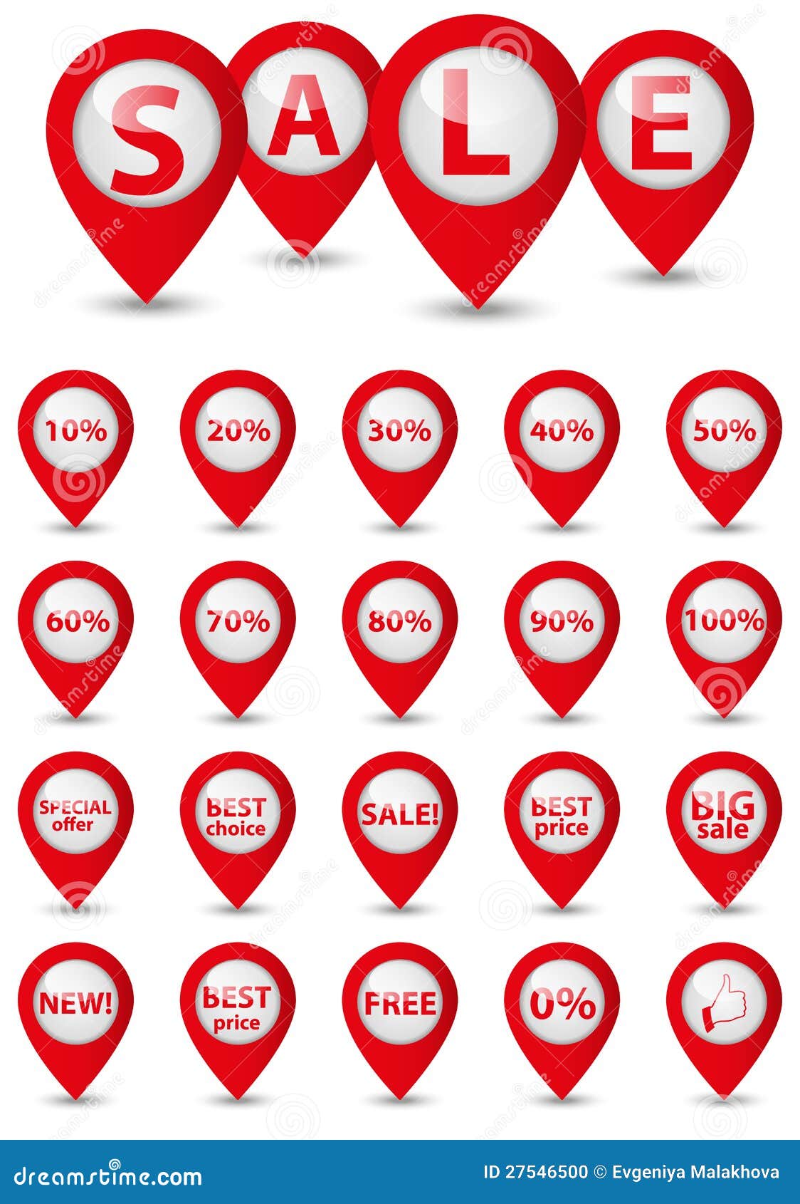 Sale pointer icons set stock vector. Illustration of marker - 27546500