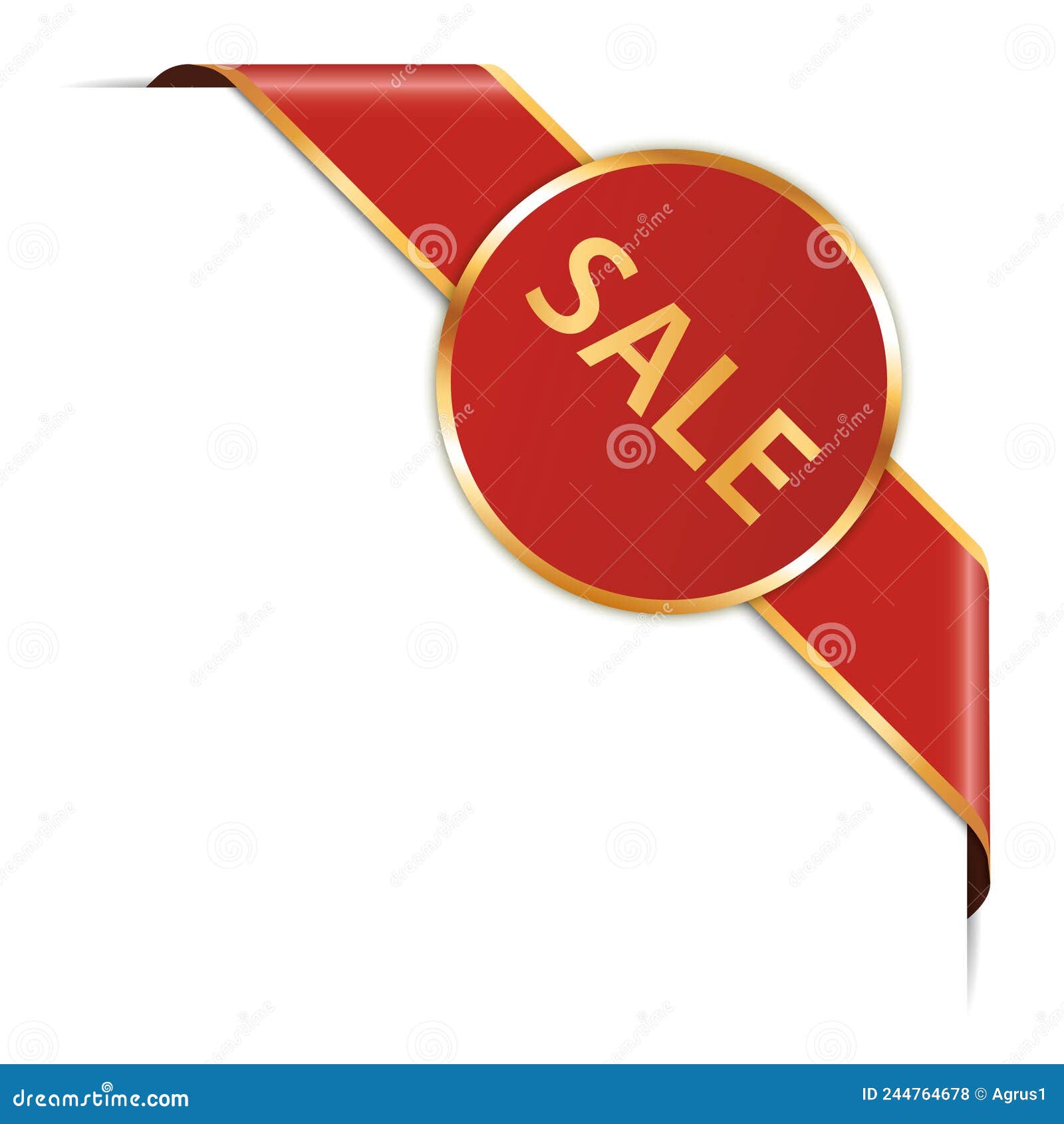 SALE - Red Colored Corner Ribbon with Round Banner with Gold Frames on ...