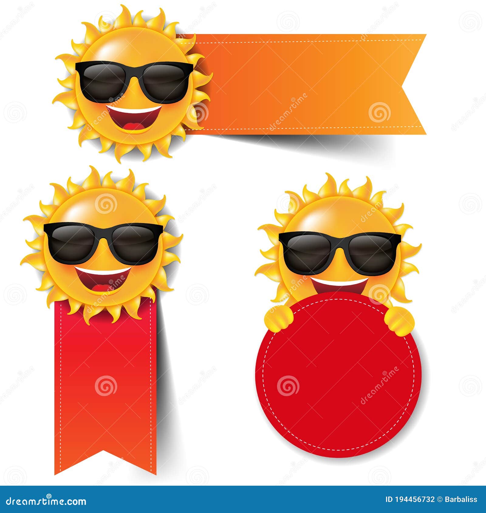 Sale Red Ribbon Set with Sun White Background Stock Vector ...