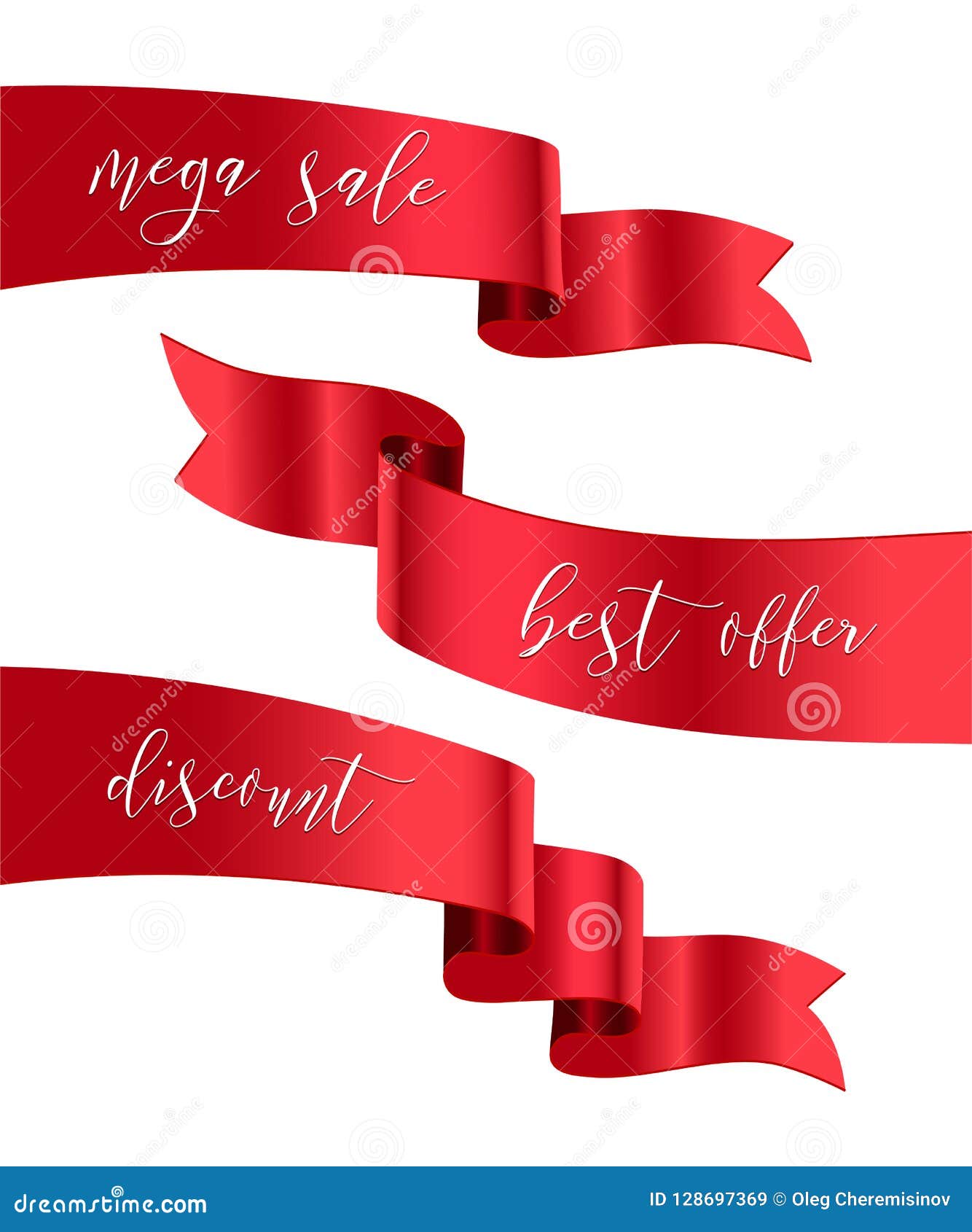 Sale Red Ribbons Isolated on White Background. Vector Illustration ...