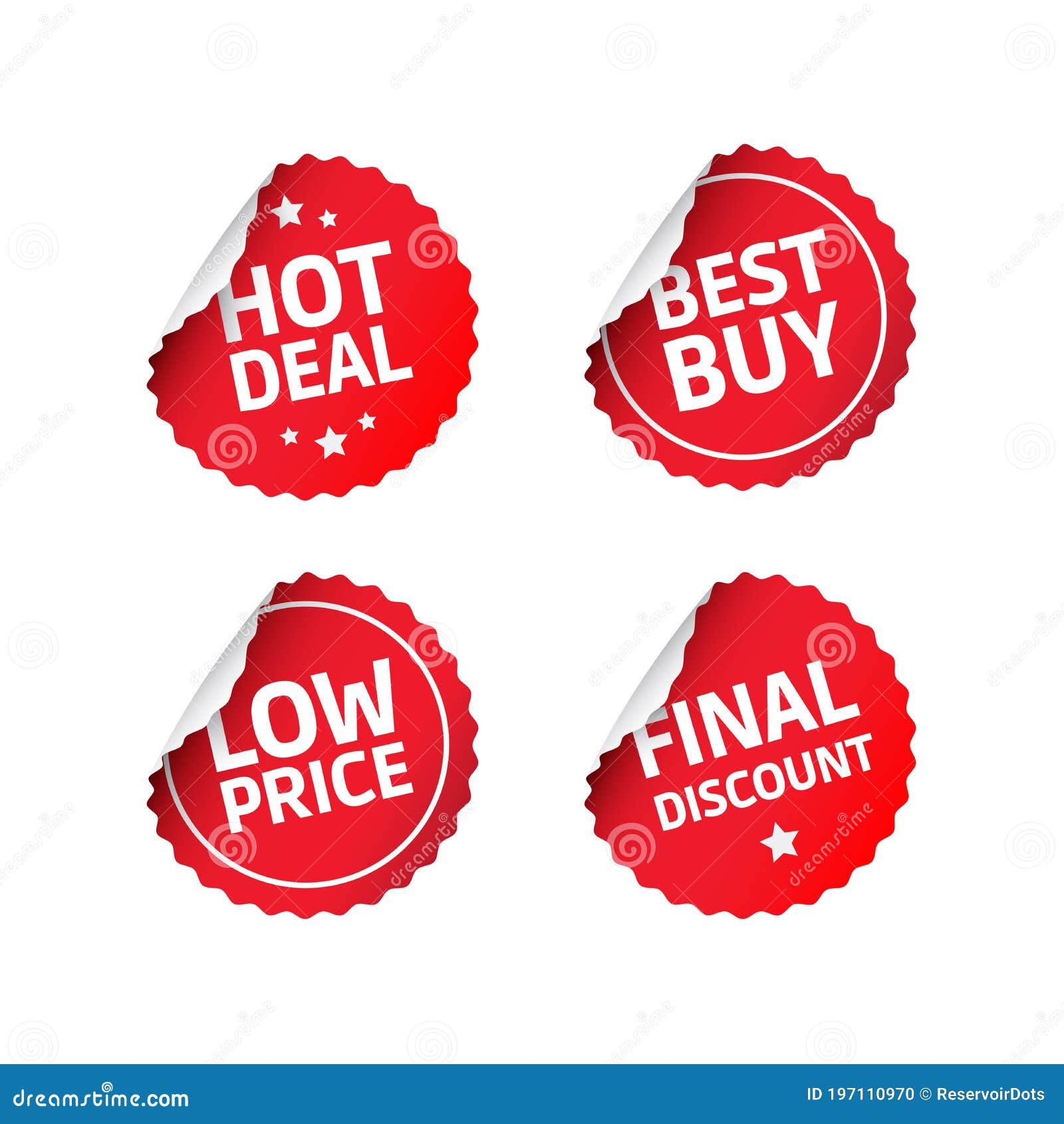 Sale Red Round Stickers Set Stock Vector - Illustration of mark, market ...