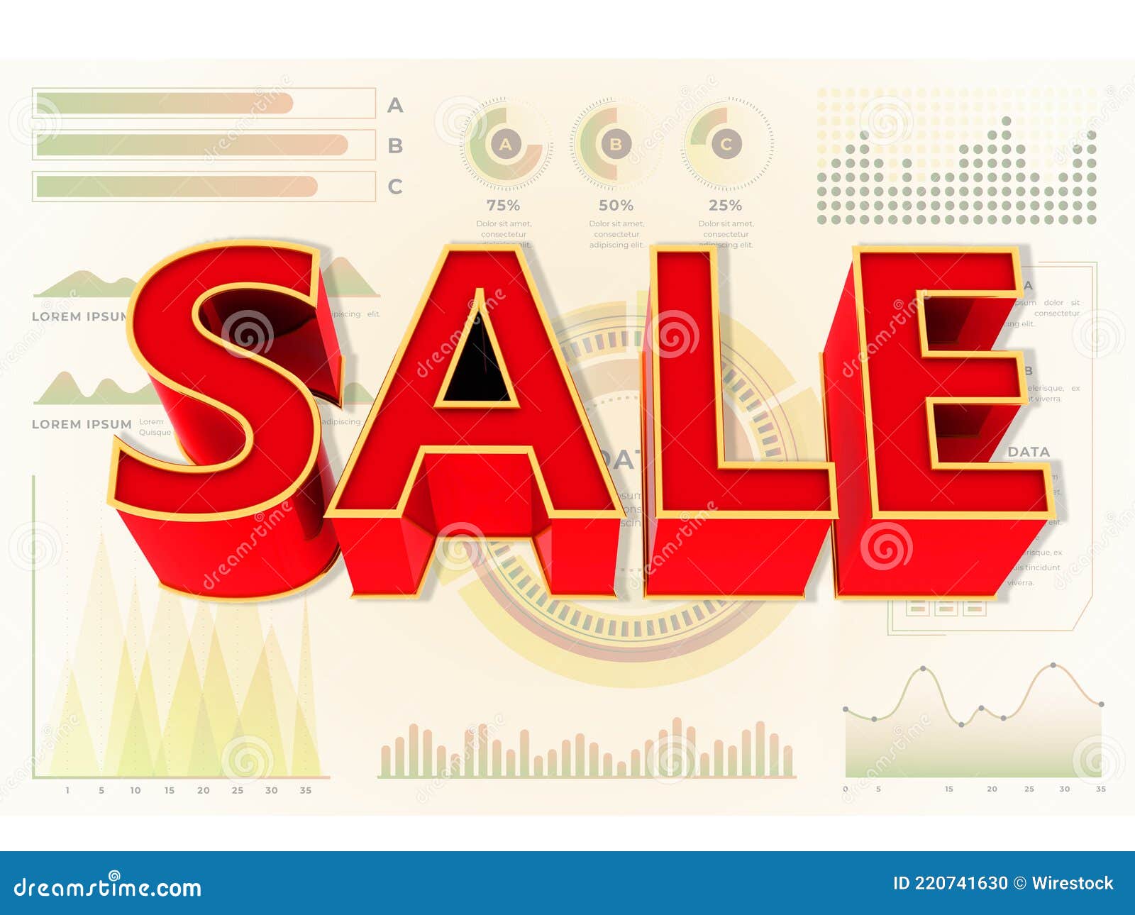 Sale Red Text 3D Illustration. Stock Illustration - Illustration of ...