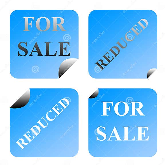 For Sale and Reduced Labels Stock Illustration - Illustration of ...