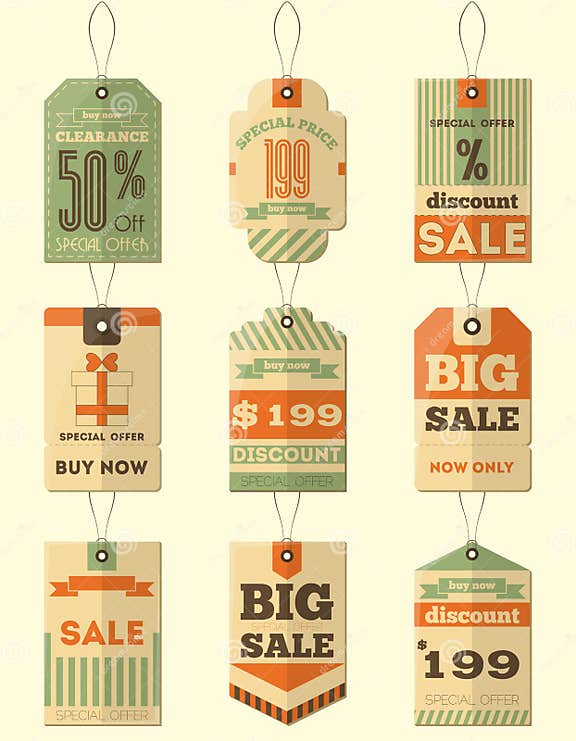 Sale Retro Tags stock vector. Illustration of advertising - 43800888