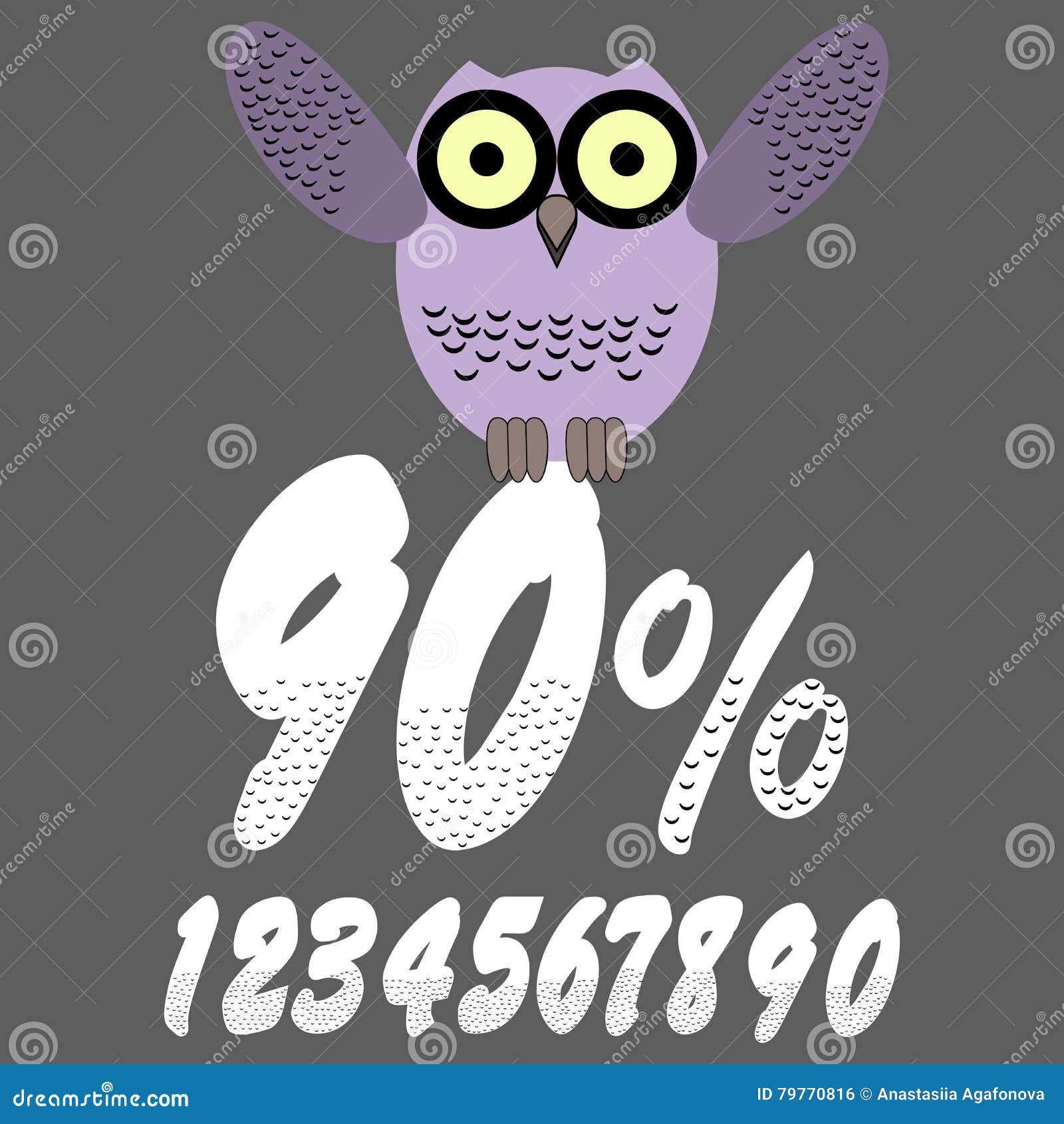 Sale Set Cartoon Owl and Examples of Numbers Stock Vector ...