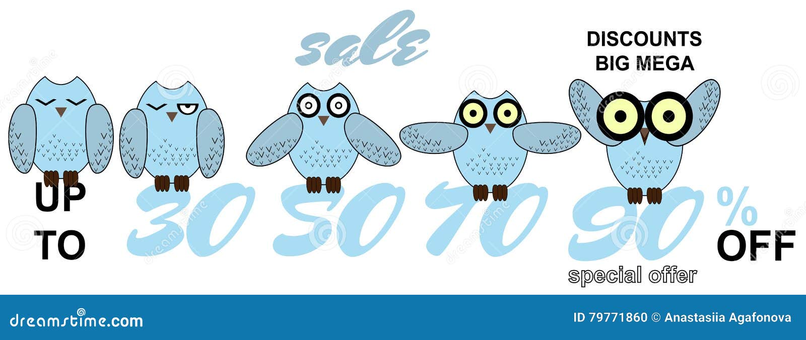 Sale Set Cartoon Owl and Examples of Numbers Stock Vector ...