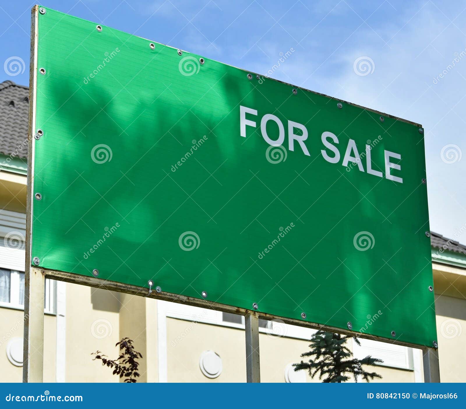 For Sale Sign in Front of a Building Stock Photo - Image of copy ...
