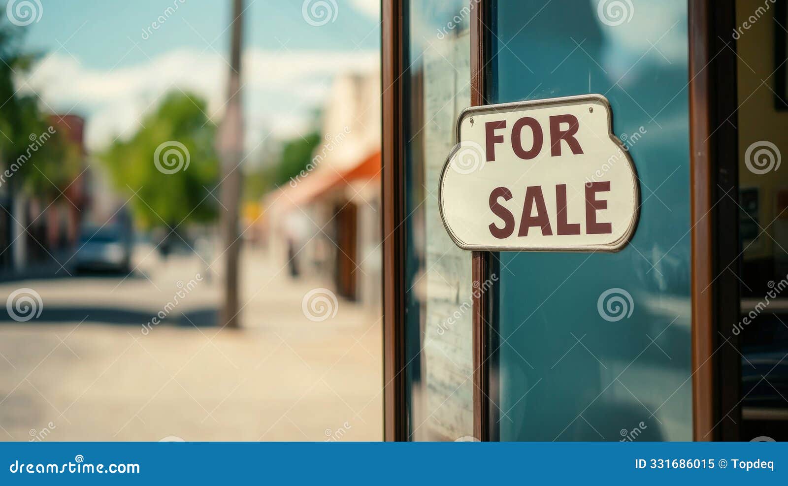 For Sale Sign Hanging in Window of Empty Storefront Stock Illustration ...