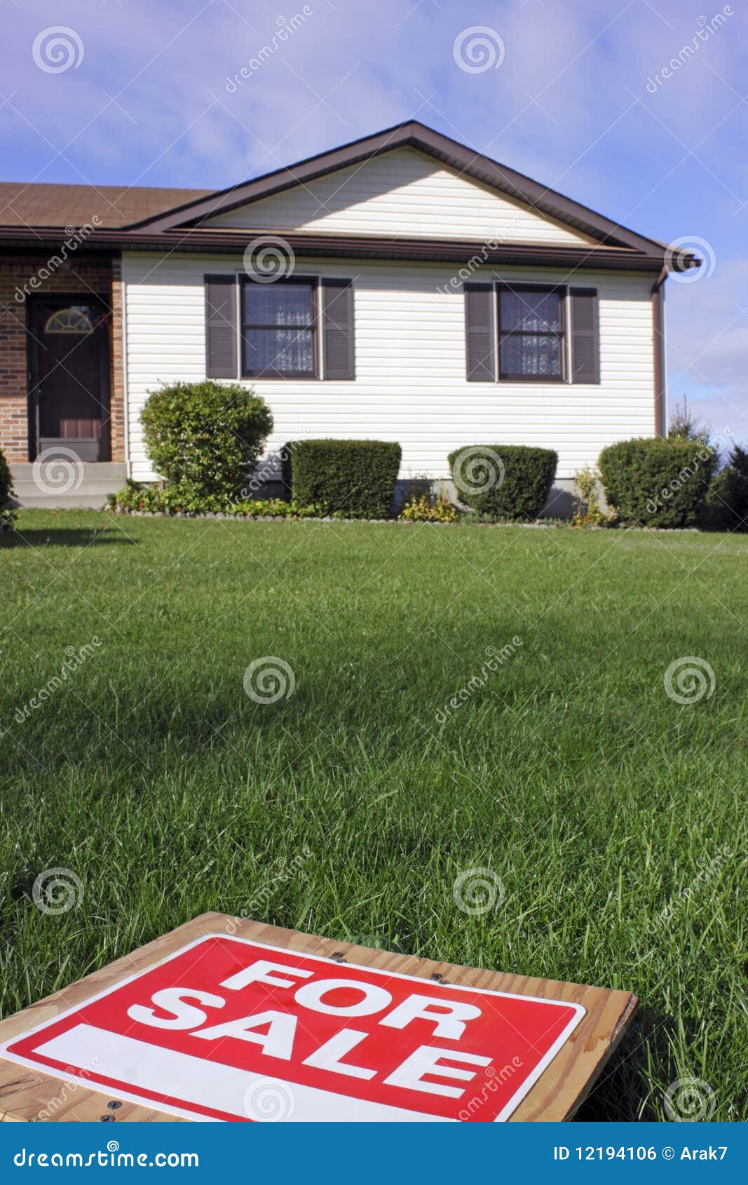 For Sale Sign House and Green Grass Stock Photo - Image of broker ...