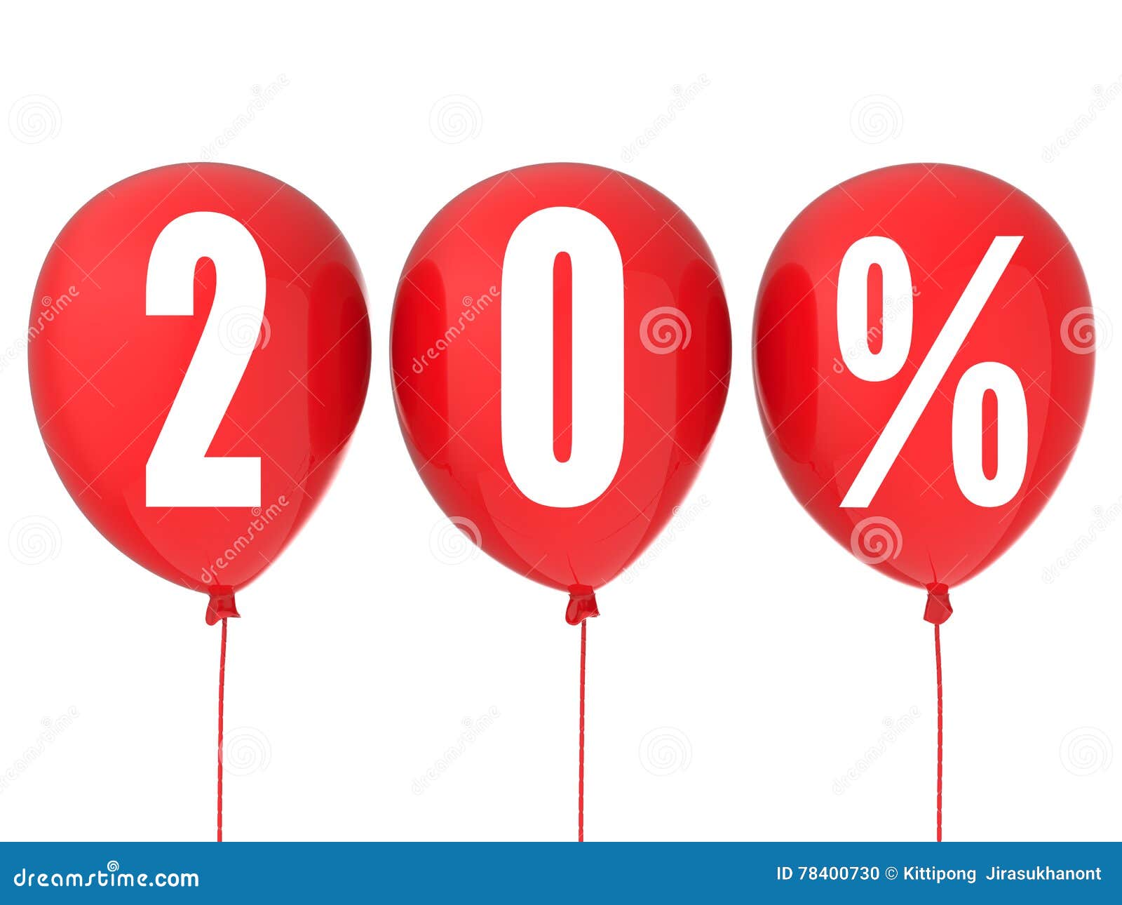 20 Sale Sign on Red Balloons Stock Photo - Image of label, white: 78400730