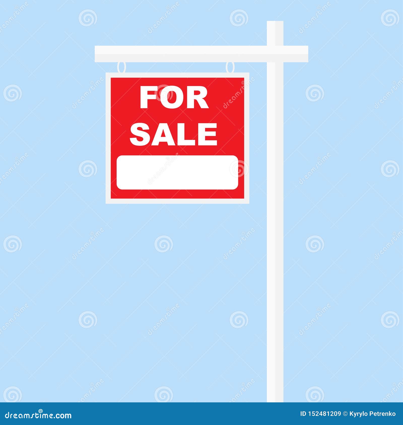 For Sale Sign Red Board White Pillar Stock Vector - Illustration of ...